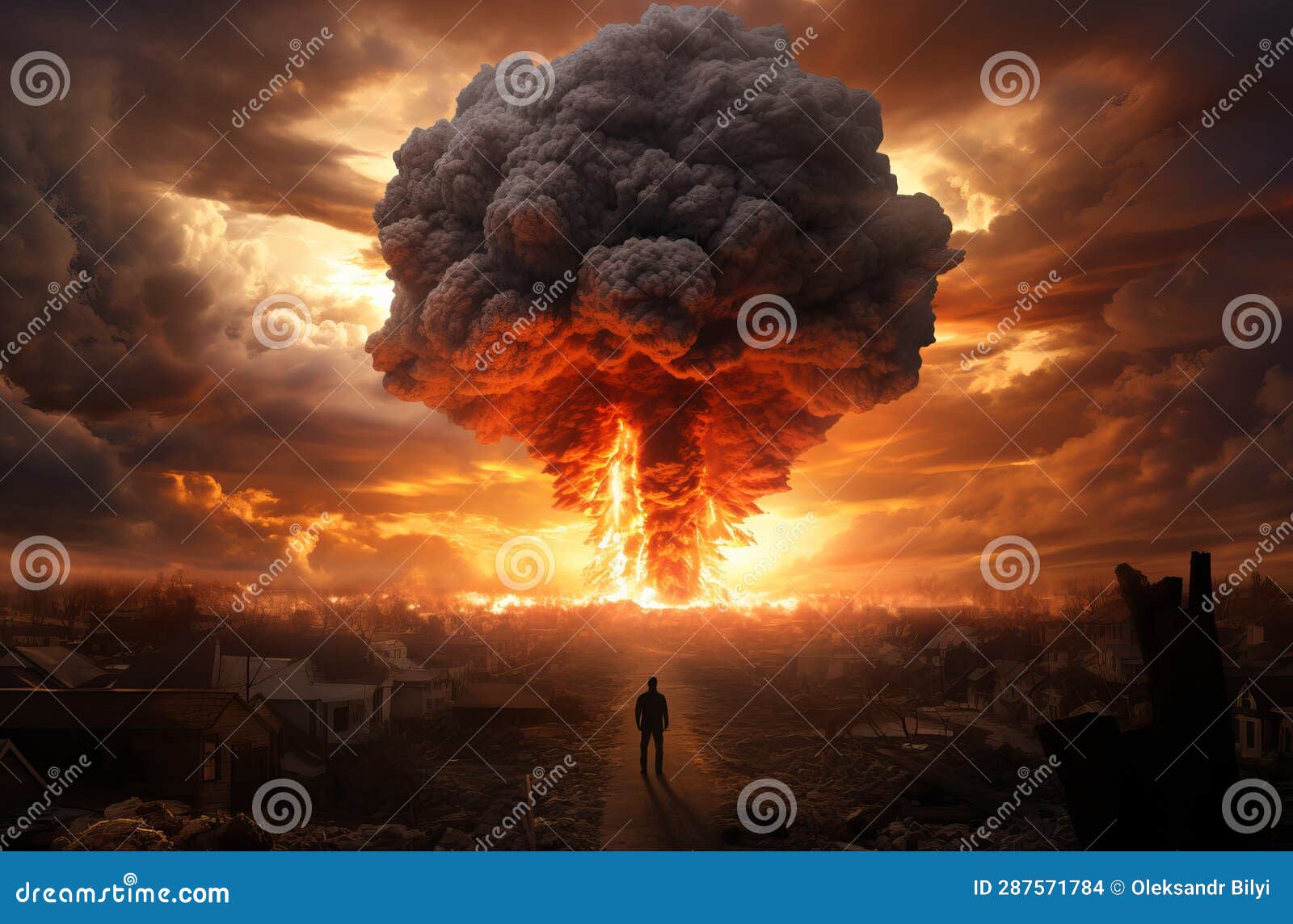Nuclear Explosion with Clouded Clouds Stock Illustration - Illustration ...