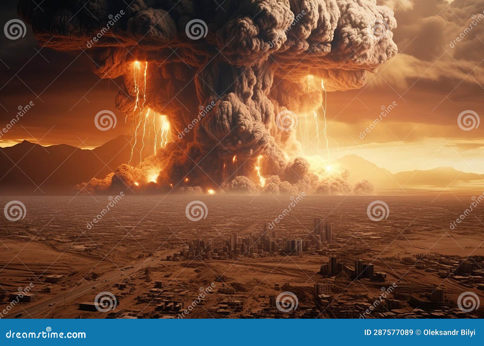 Nuclear Explosion with Clouded Clouds Stock Illustration - Illustration ...