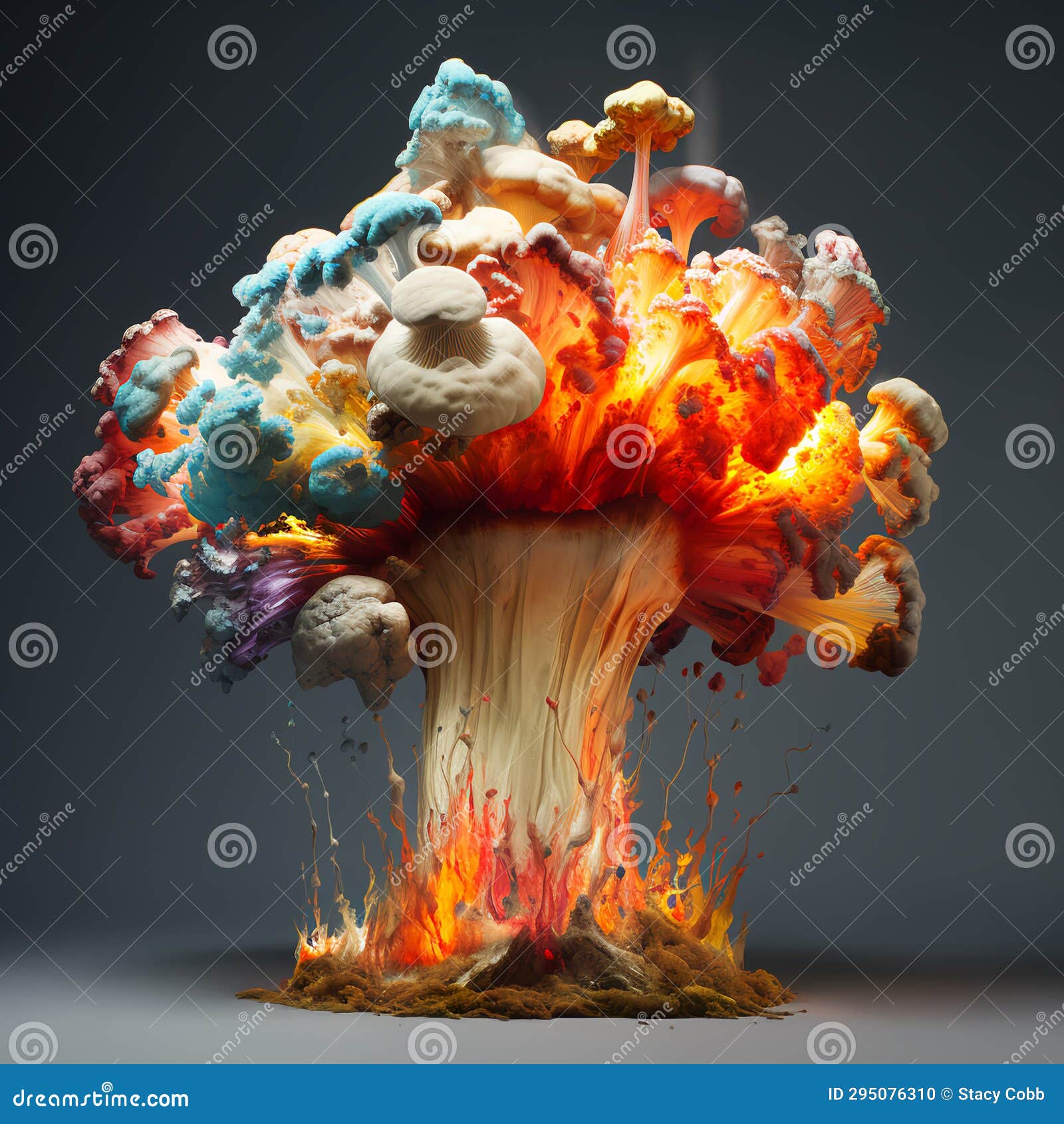 Nuclear Explosion of Color a Mushroom Cloud of Color Stock Illustration ...