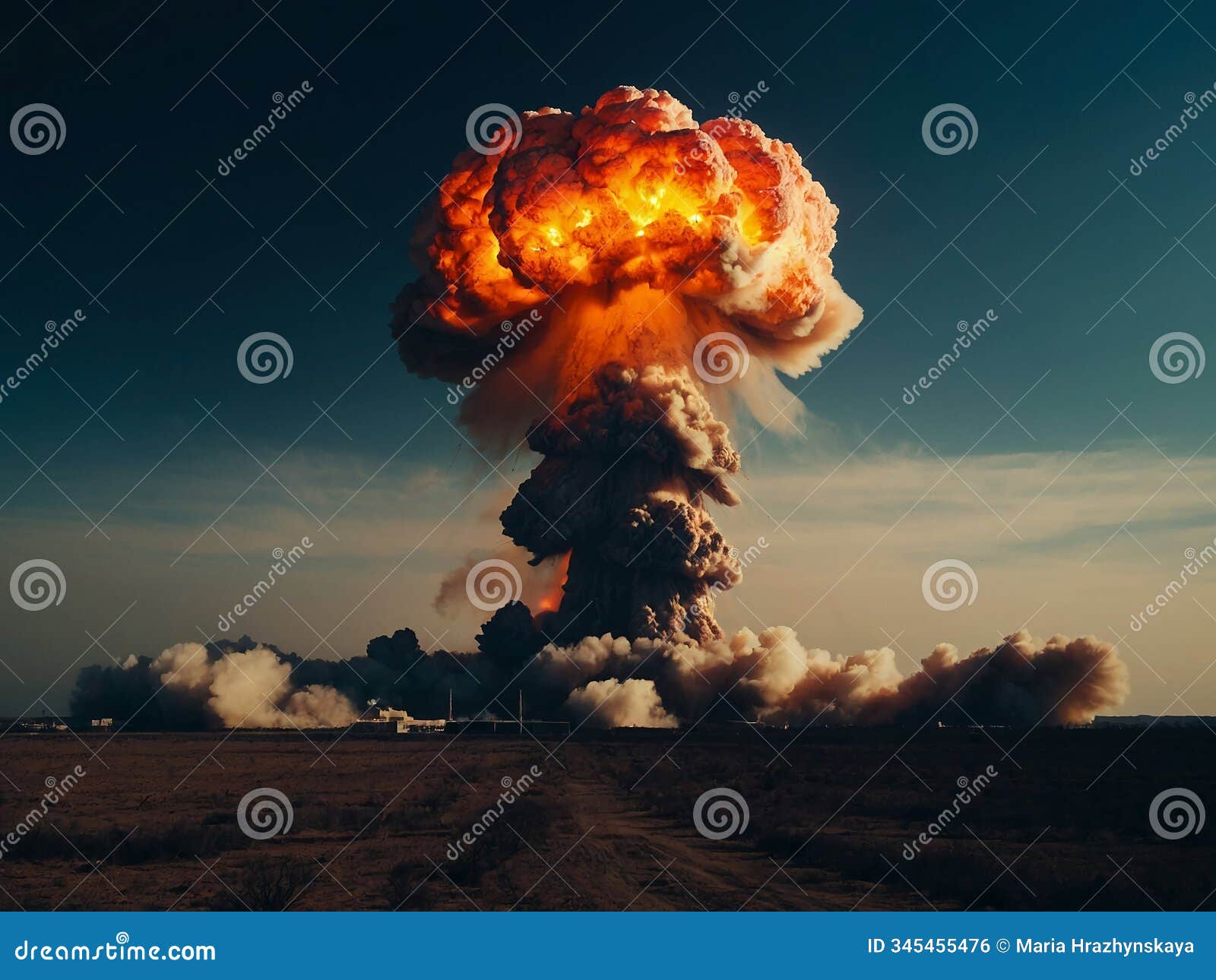 Nuclear Explosion in the Dark from Afar Full Size Stock Photo - Image ...