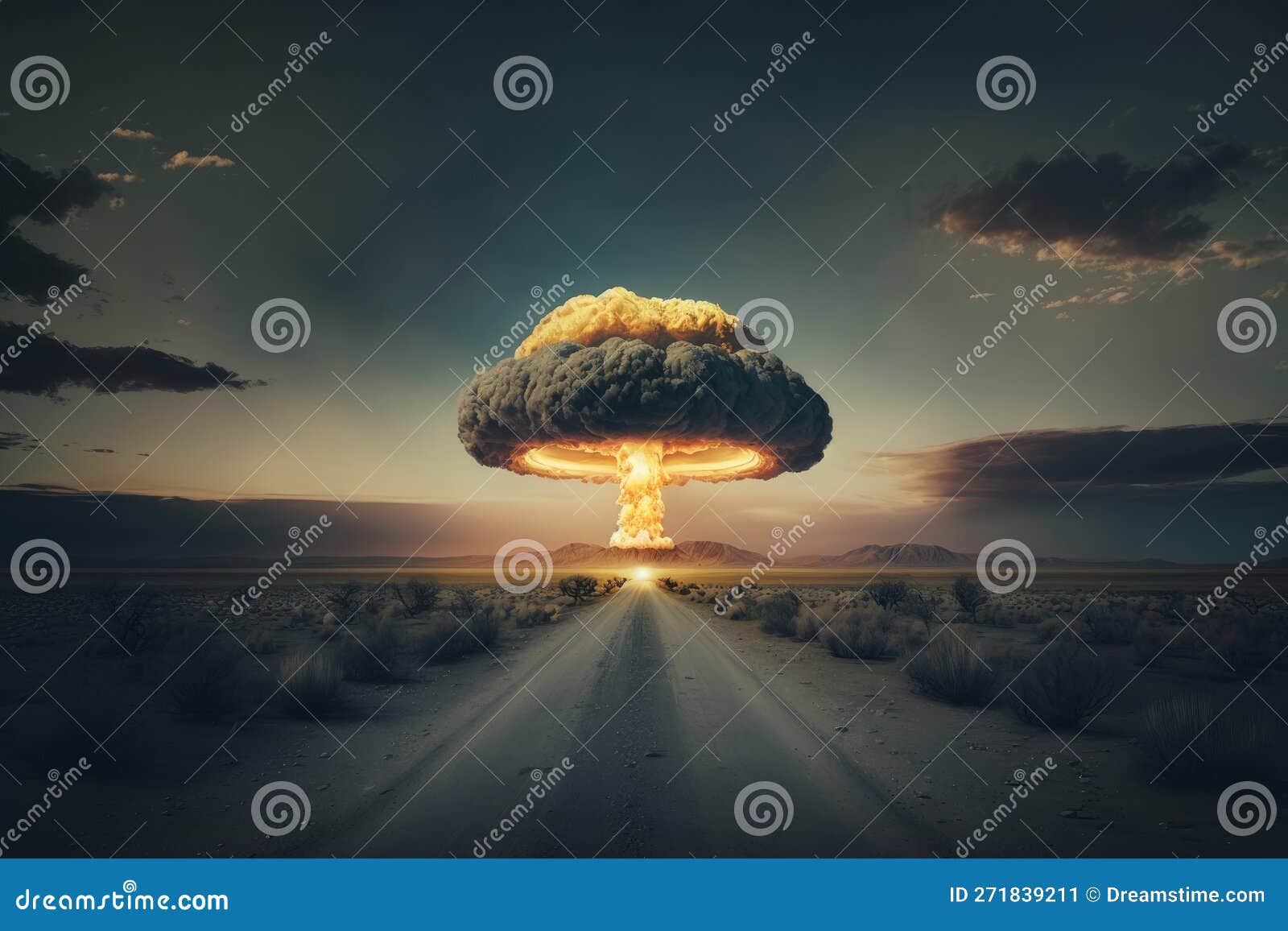 A Nuclear Explosion in the Distance Stock Illustration - Illustration ...