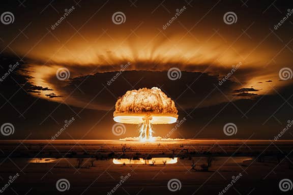 A Nuclear Explosion in the Distance Stock Illustration - Illustration ...