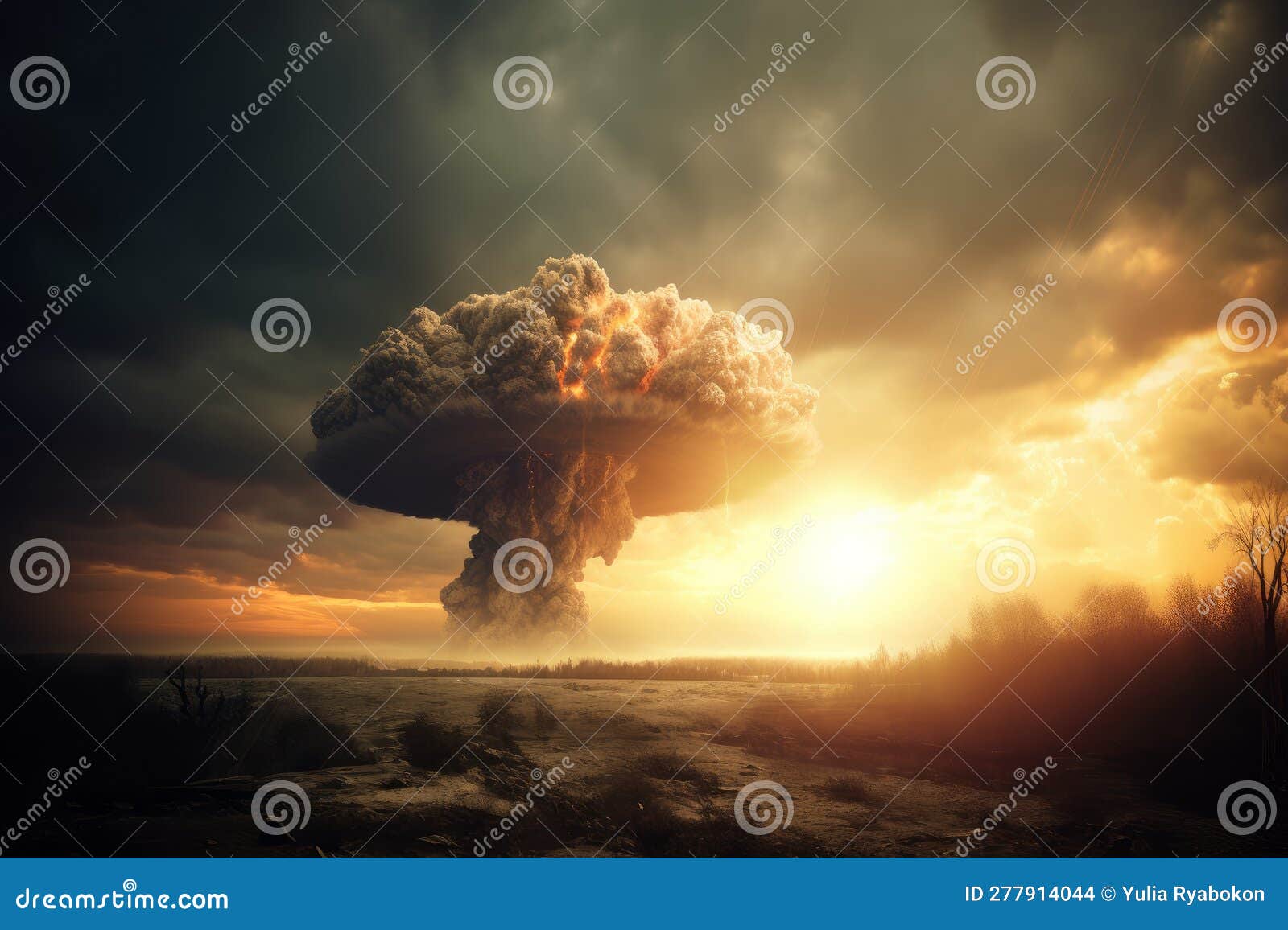 Nuclear Explosion Dramatic. Generate Ai Stock Illustration ...