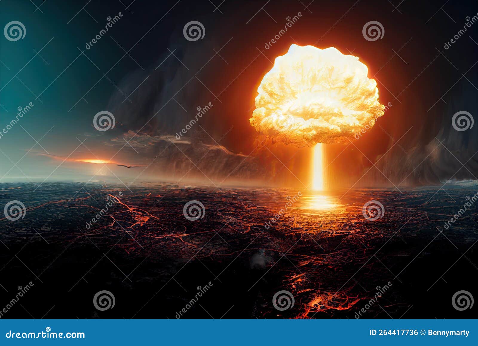 Nuclear Explosion by Drone View Stock Illustration - Illustration of ...