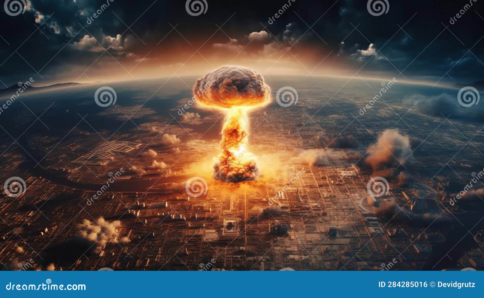 Nuclear Explosion on Earth View from Space. Generative AI. Stock ...