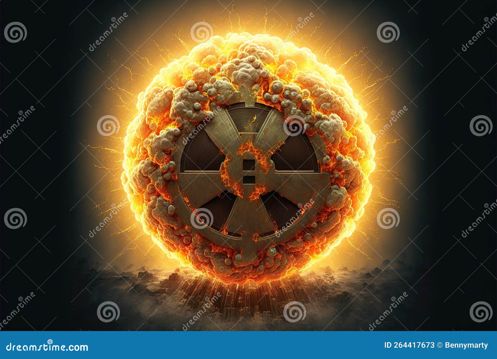 Nuclear Explosion in Fireball Stock Illustration - Illustration of ...