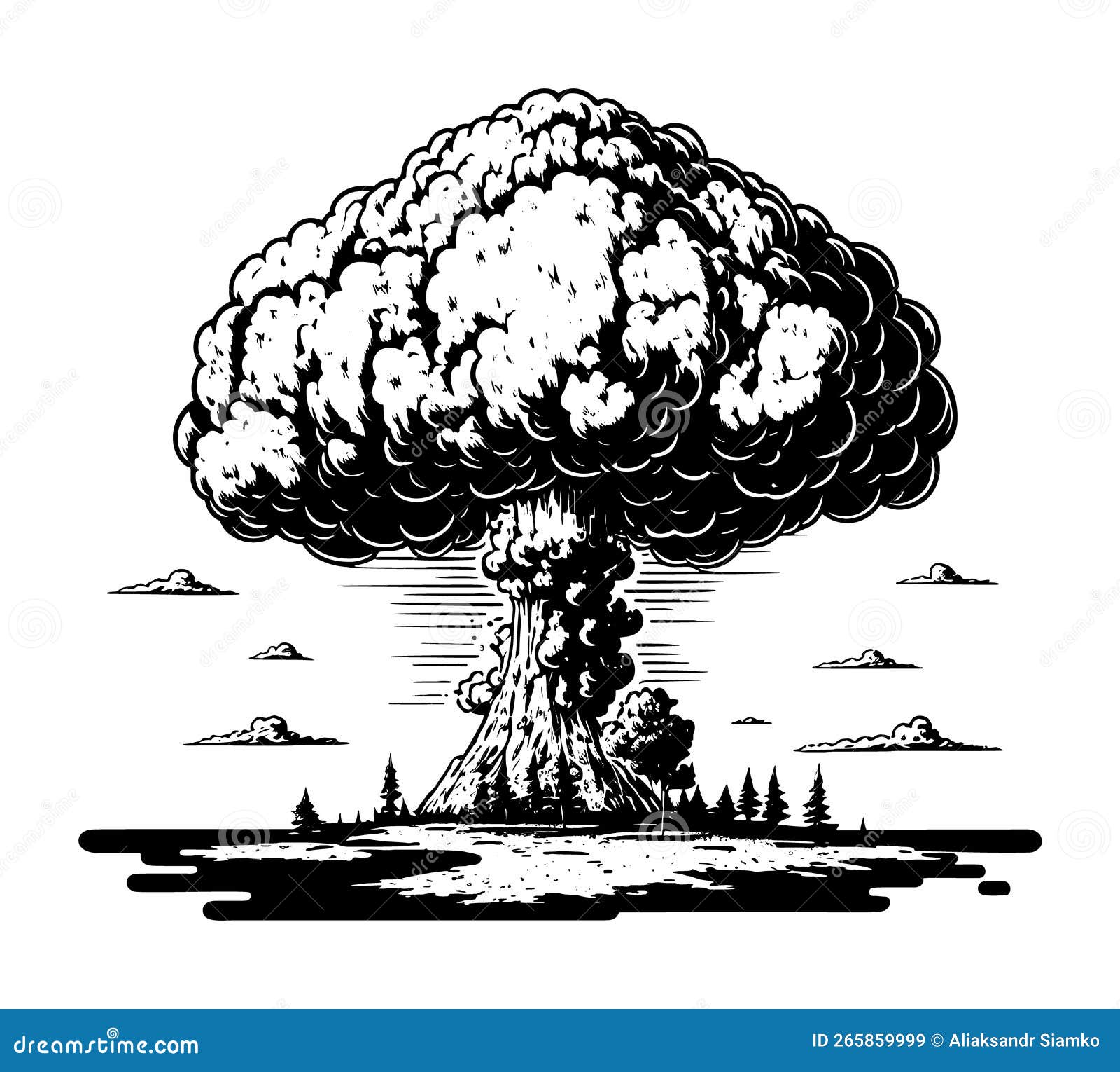 Atomic Bomb Explosion Drawing