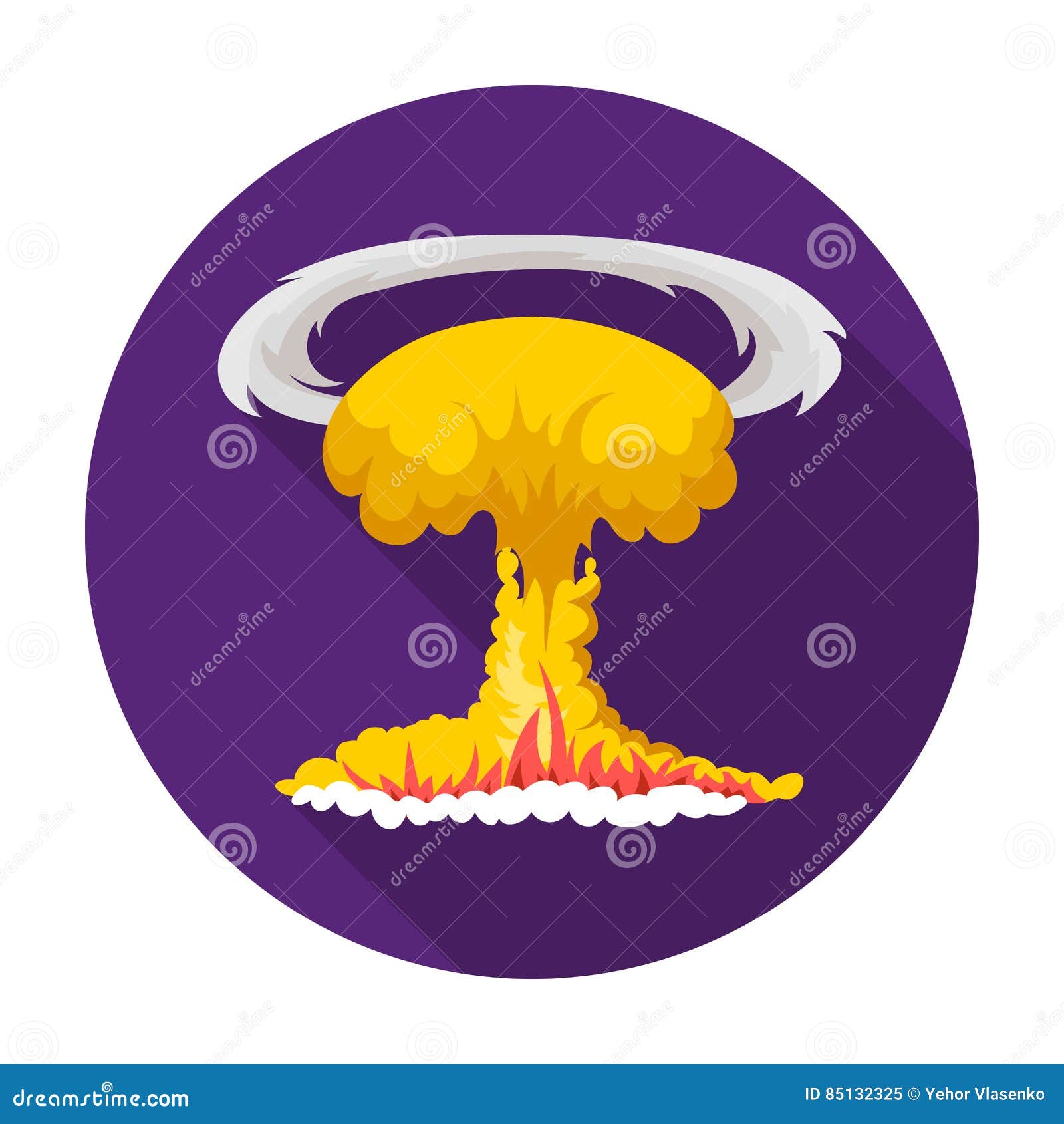 Nuclear Explosion Icon in Flat Style Isolated on White Background ...