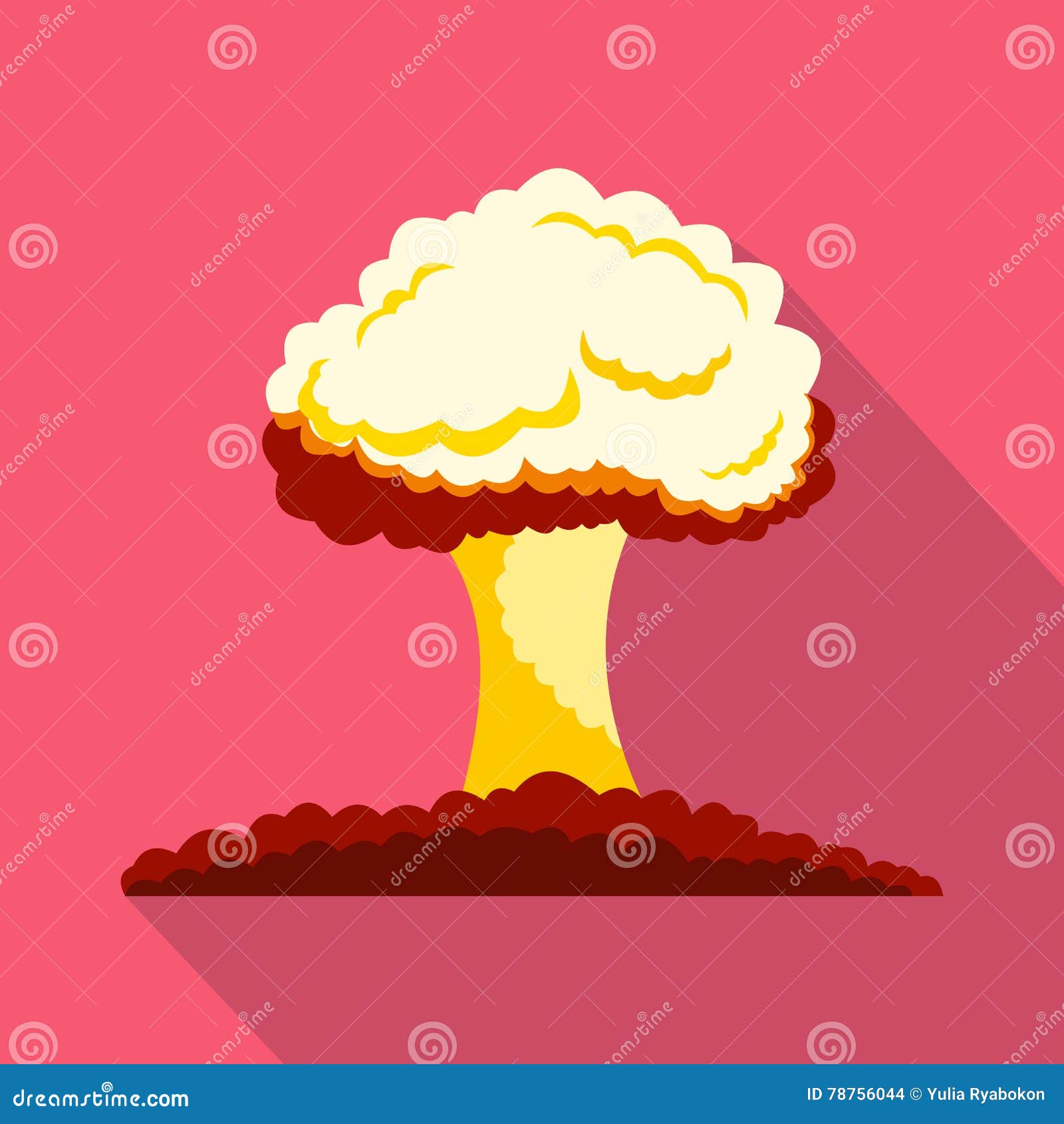 Nuclear Explosion Icon, Flat Style Stock Vector - Illustration of ...