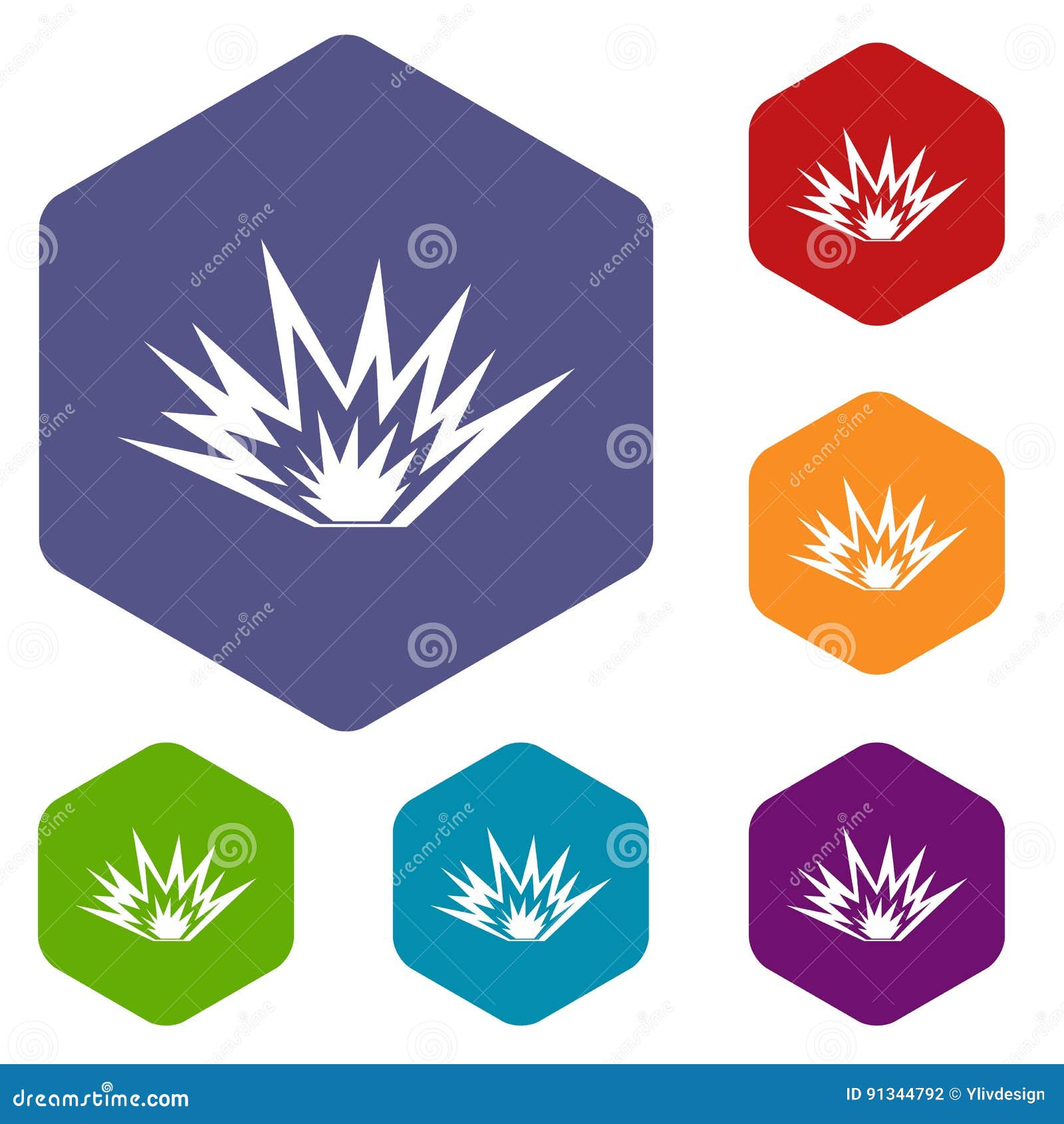 Nuclear Explosion Icons Set Hexagon Stock Vector - Illustration of ...