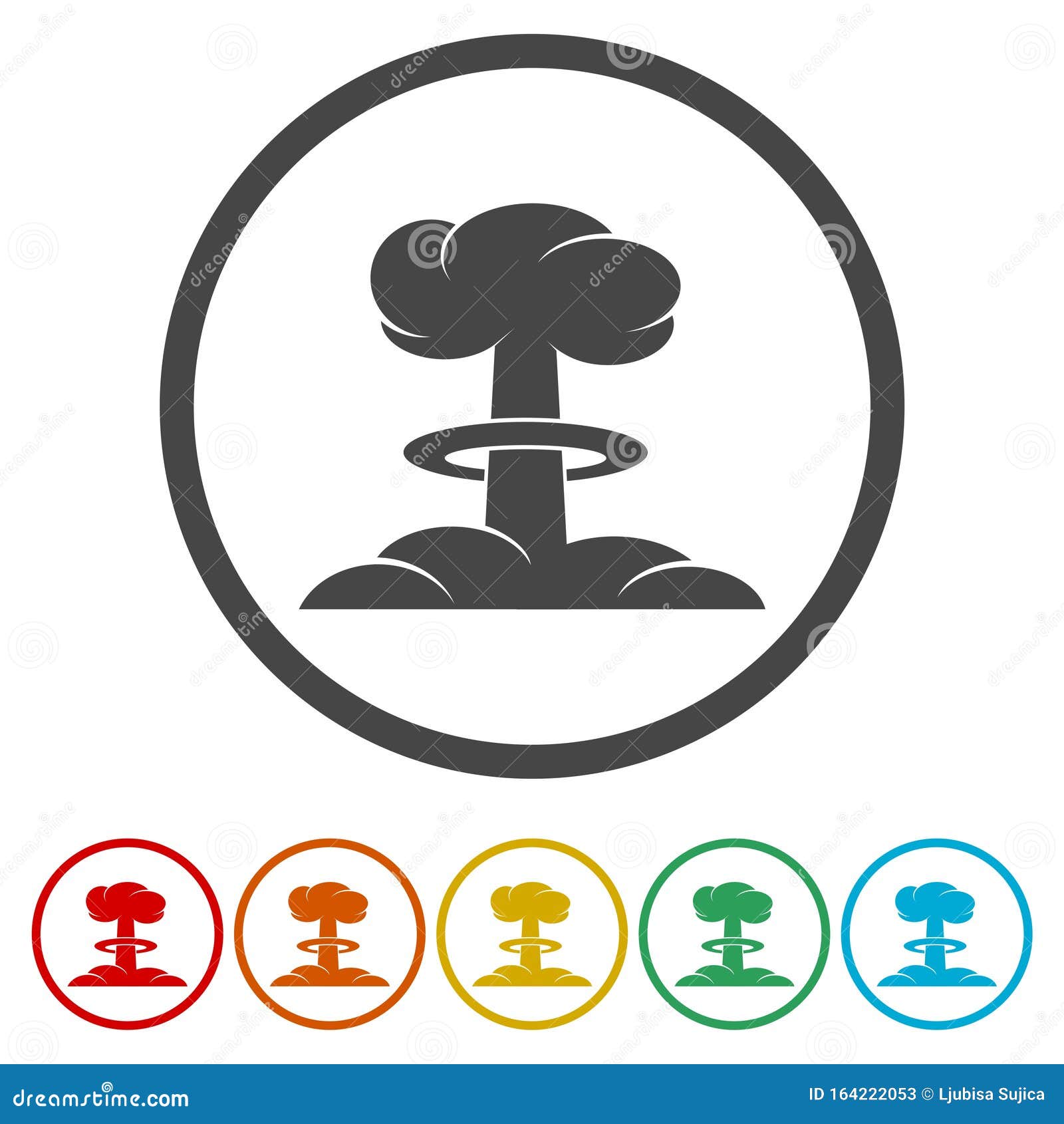 Nuclear Explosion Icons Set Stock Vector - Illustration of destroy ...