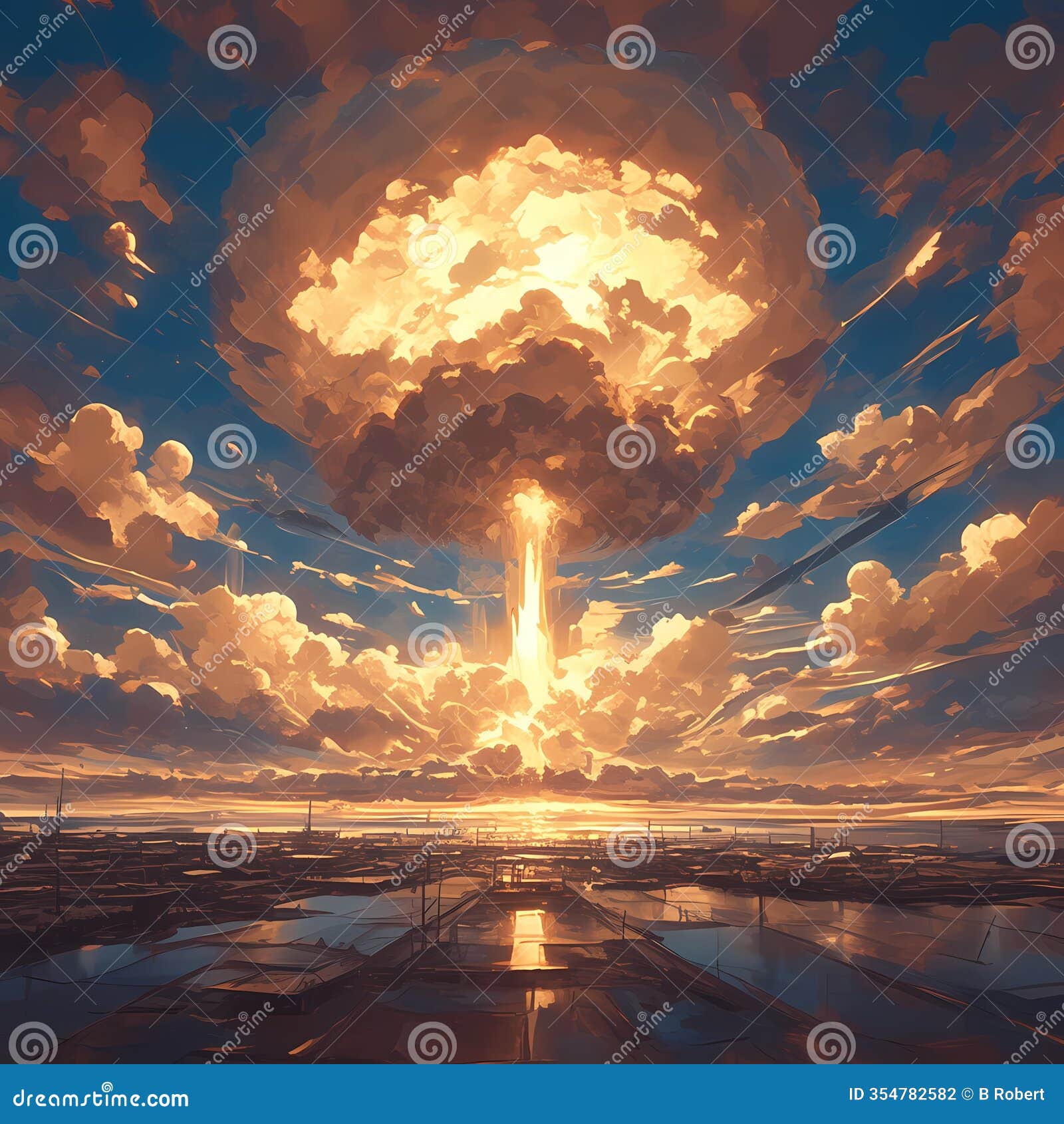 Nuclear Explosion stock illustration. Illustration of chaos - 354782582