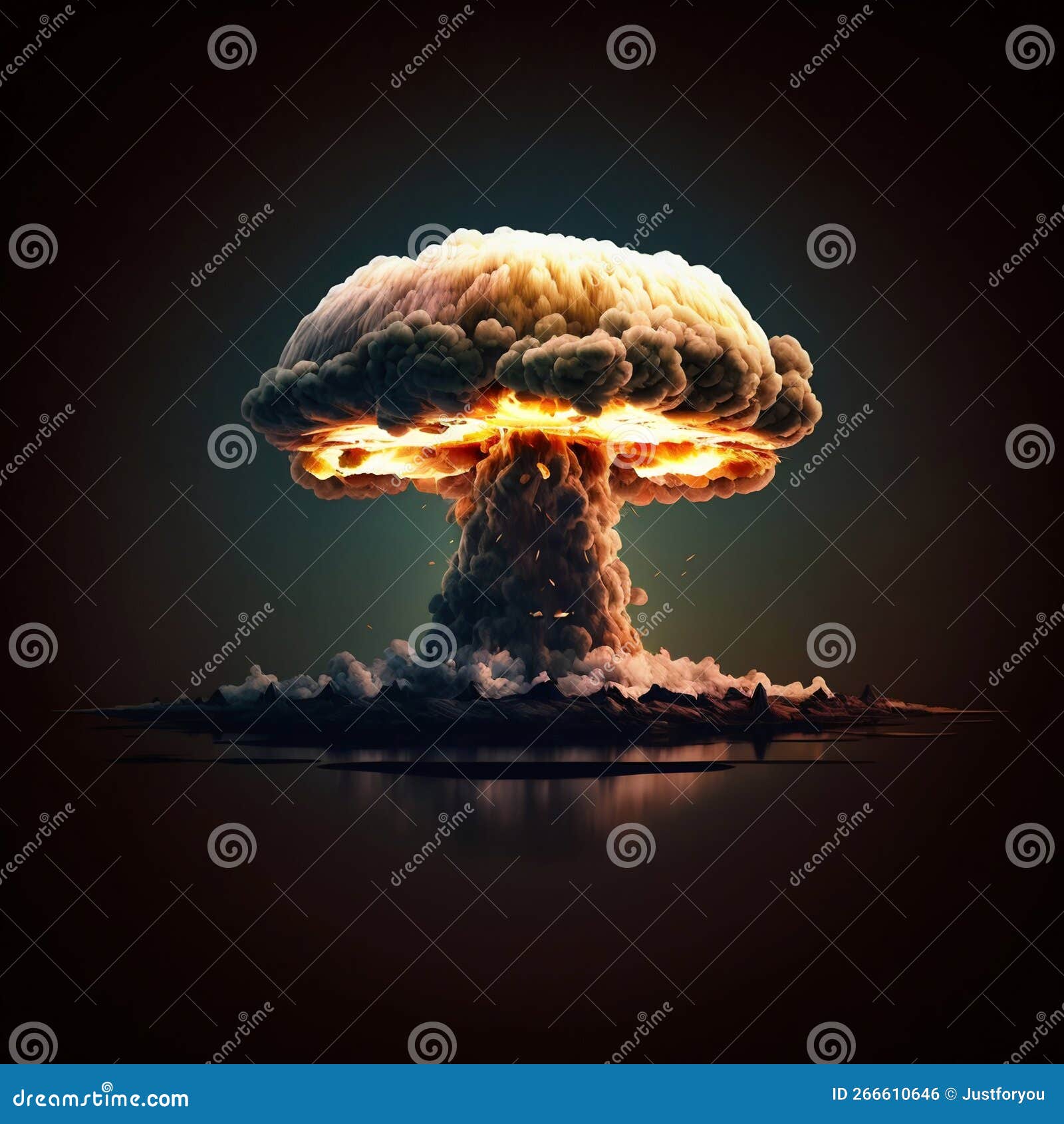 Nuclear Explosion Isolated on Dark Background Stock Illustration ...