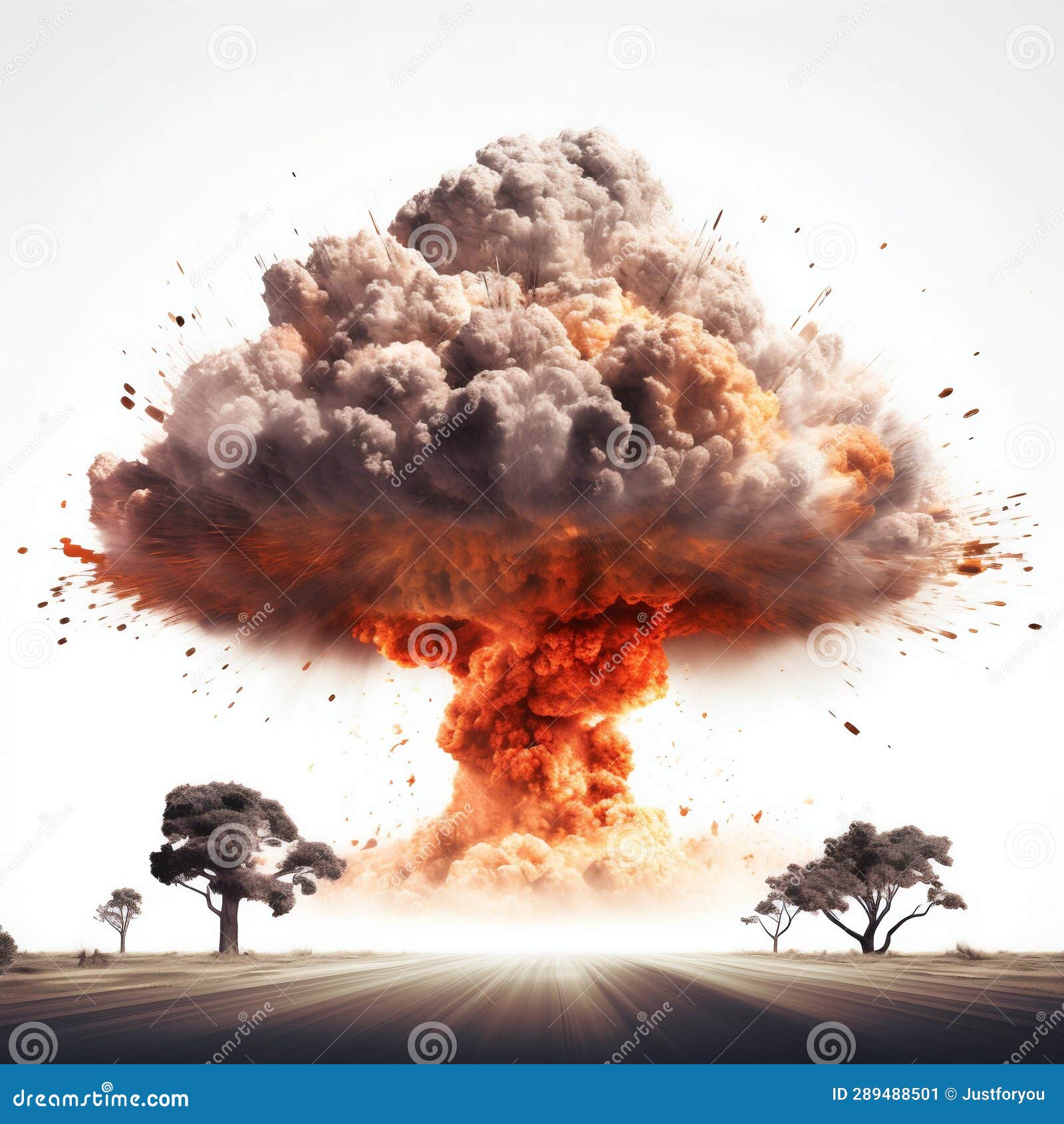 Nuclear Explosion Isolated on White Background. Generative Ai Stock ...