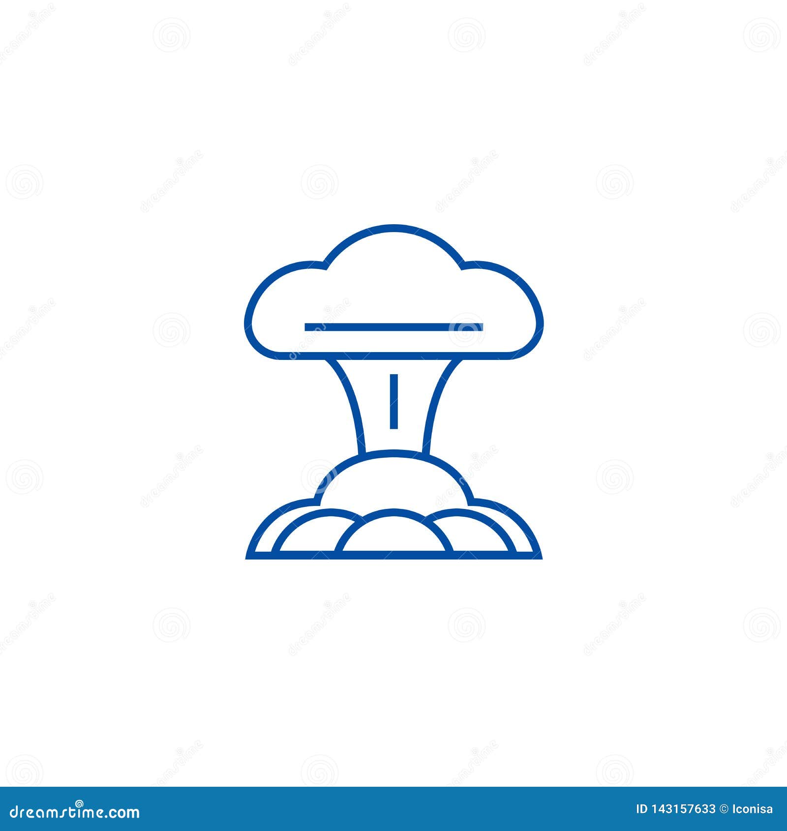 Nuclear Explosion Line Icon Concept. Nuclear Explosion Flat Vector ...