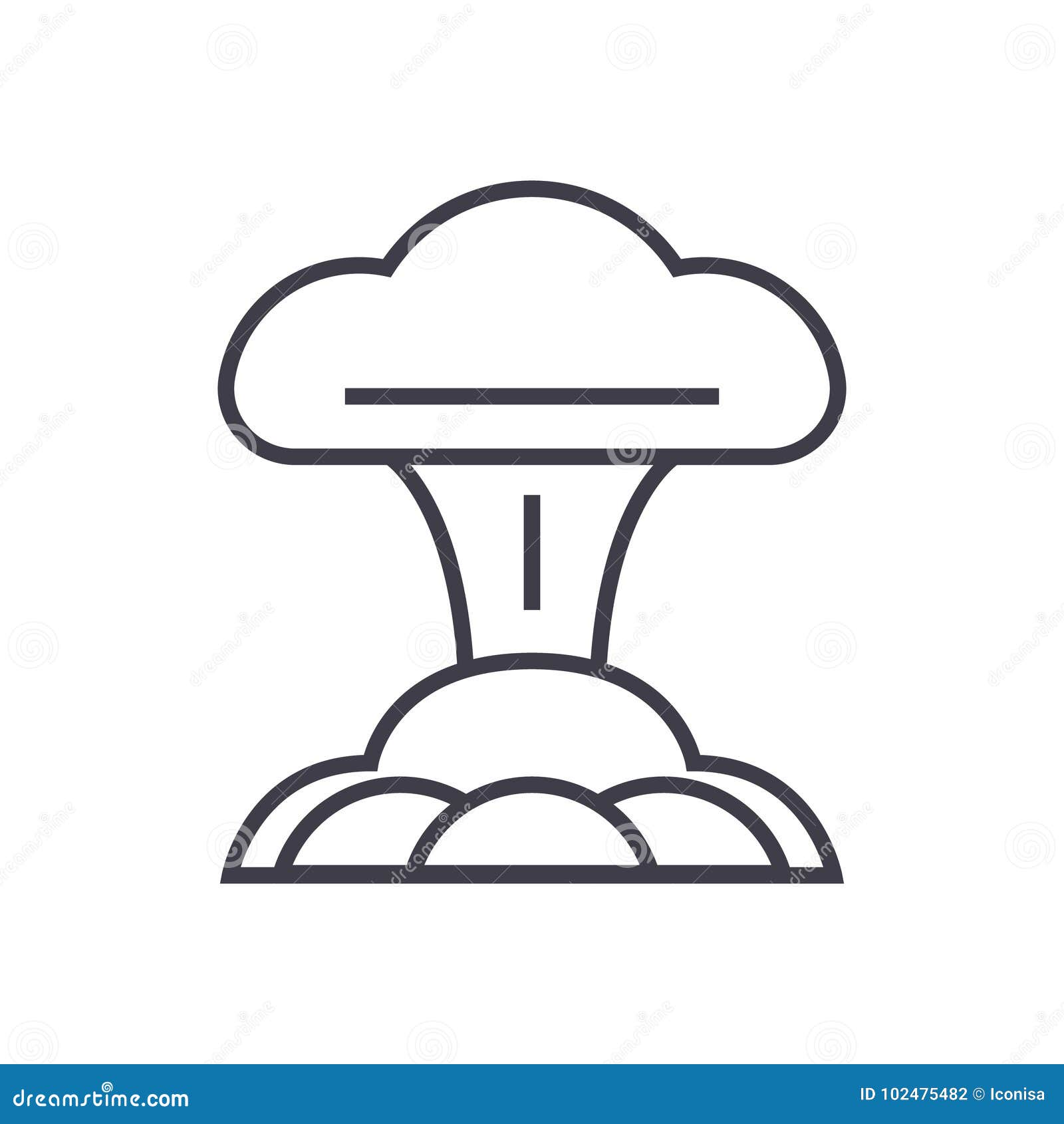 Nuclear Explosion Linear Icon, Sign, Symbol, Vector on Isolated ...