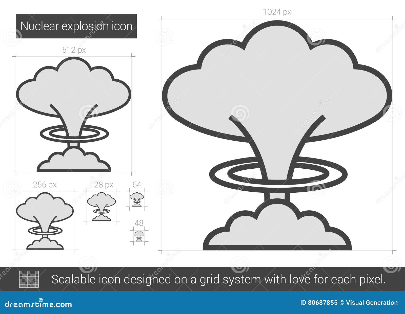 Nuclear Explosion Line Icon. Stock Vector - Illustration of graphic ...