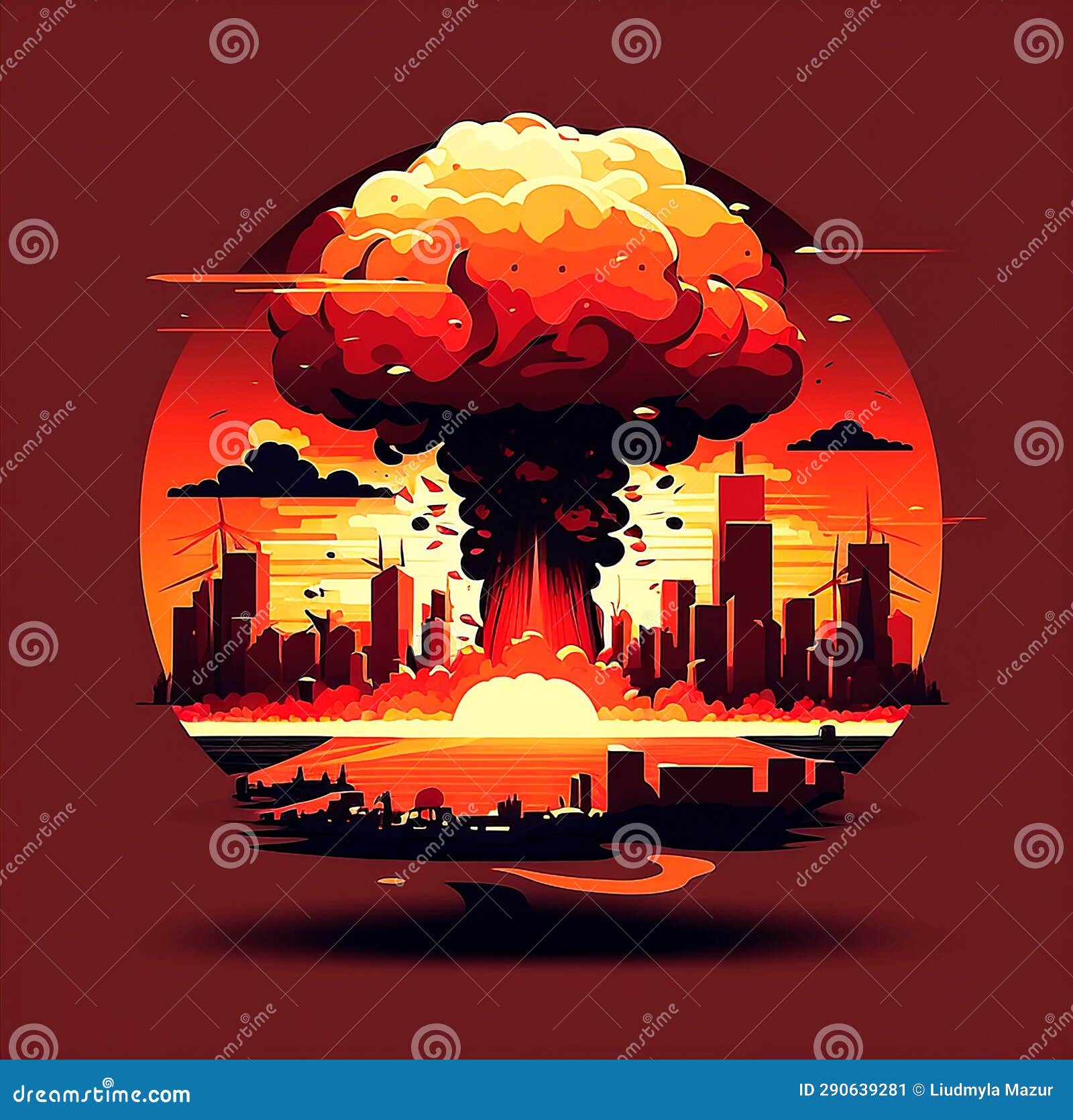 Nuclear Explosion in the Metropolis. Apocalyptic Illustration Stock ...