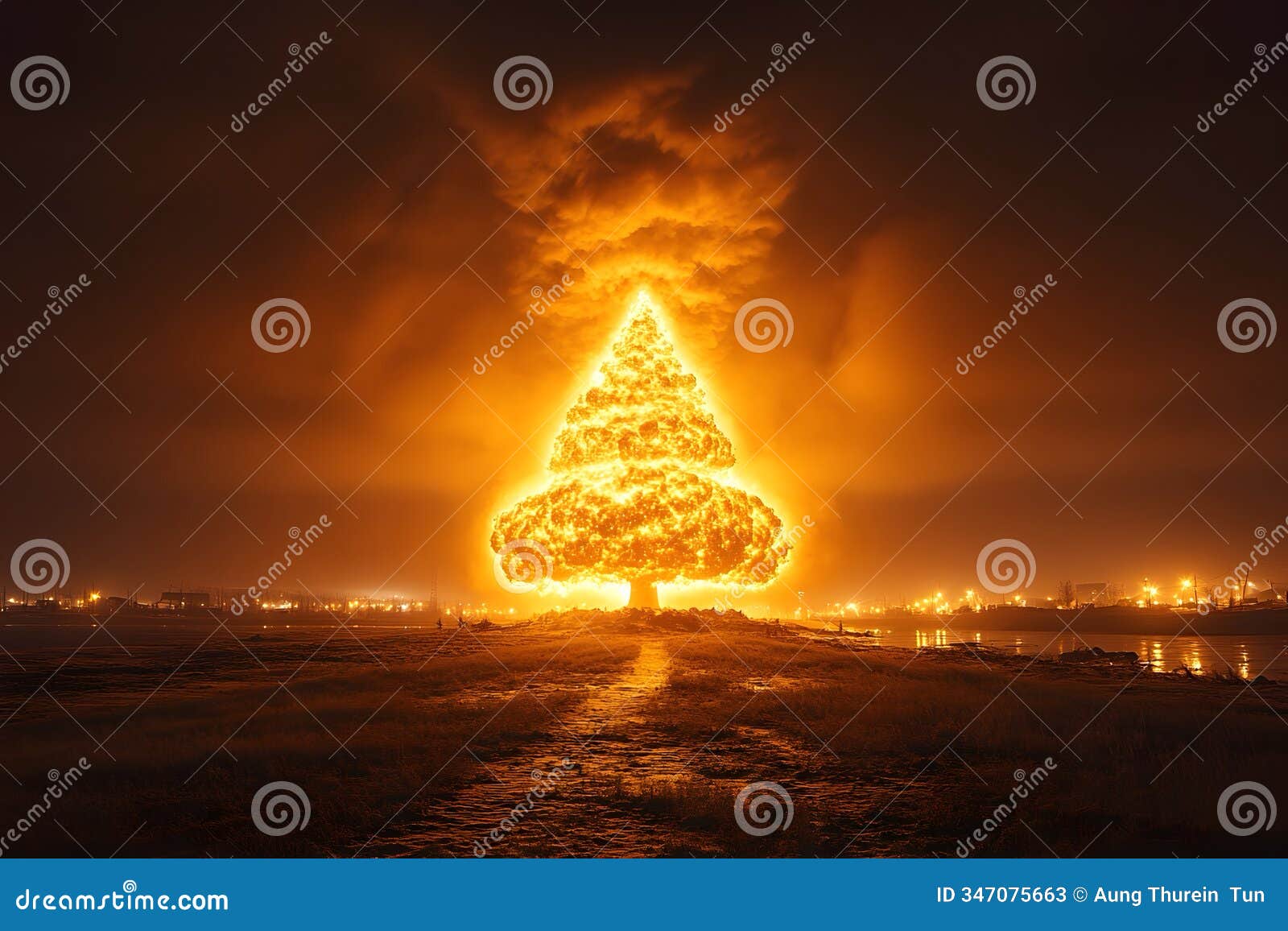 Nuclear Explosion with a Mushroom Cloud As a Form of Christmas Tree ...