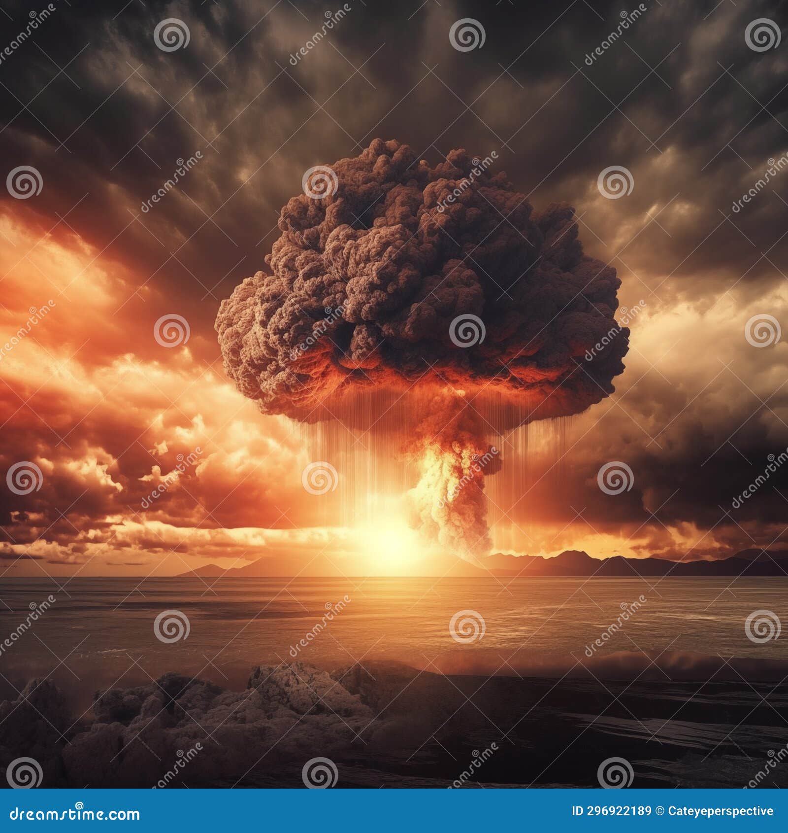 Nuclear Explosion Mushroom Cloud. Doomsday, Nuclear Apocalypse Stock ...
