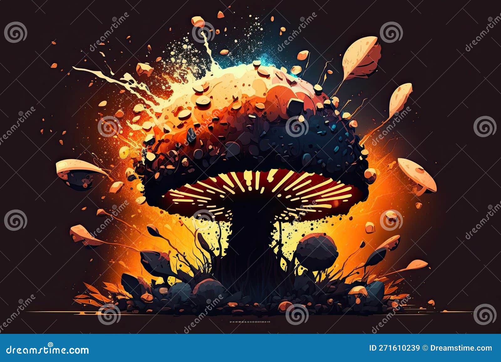 Nuclear Explosion, Mushroom Cloud of Exploding Atomic Bomb Burning in ...