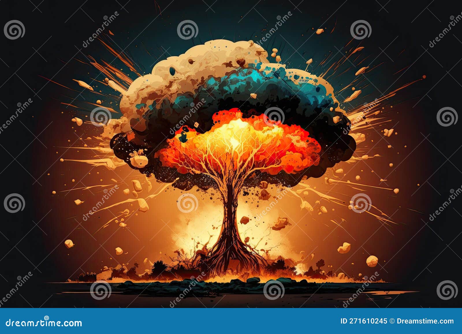 Nuclear Explosion, Mushroom Cloud of Exploding Atomic Bomb Burning in ...