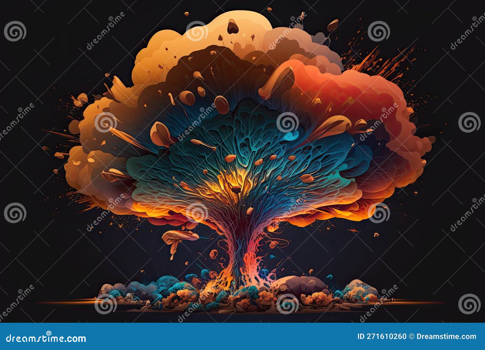 Nuclear Explosion, Mushroom Cloud of Exploding Atomic Bomb Burning in ...