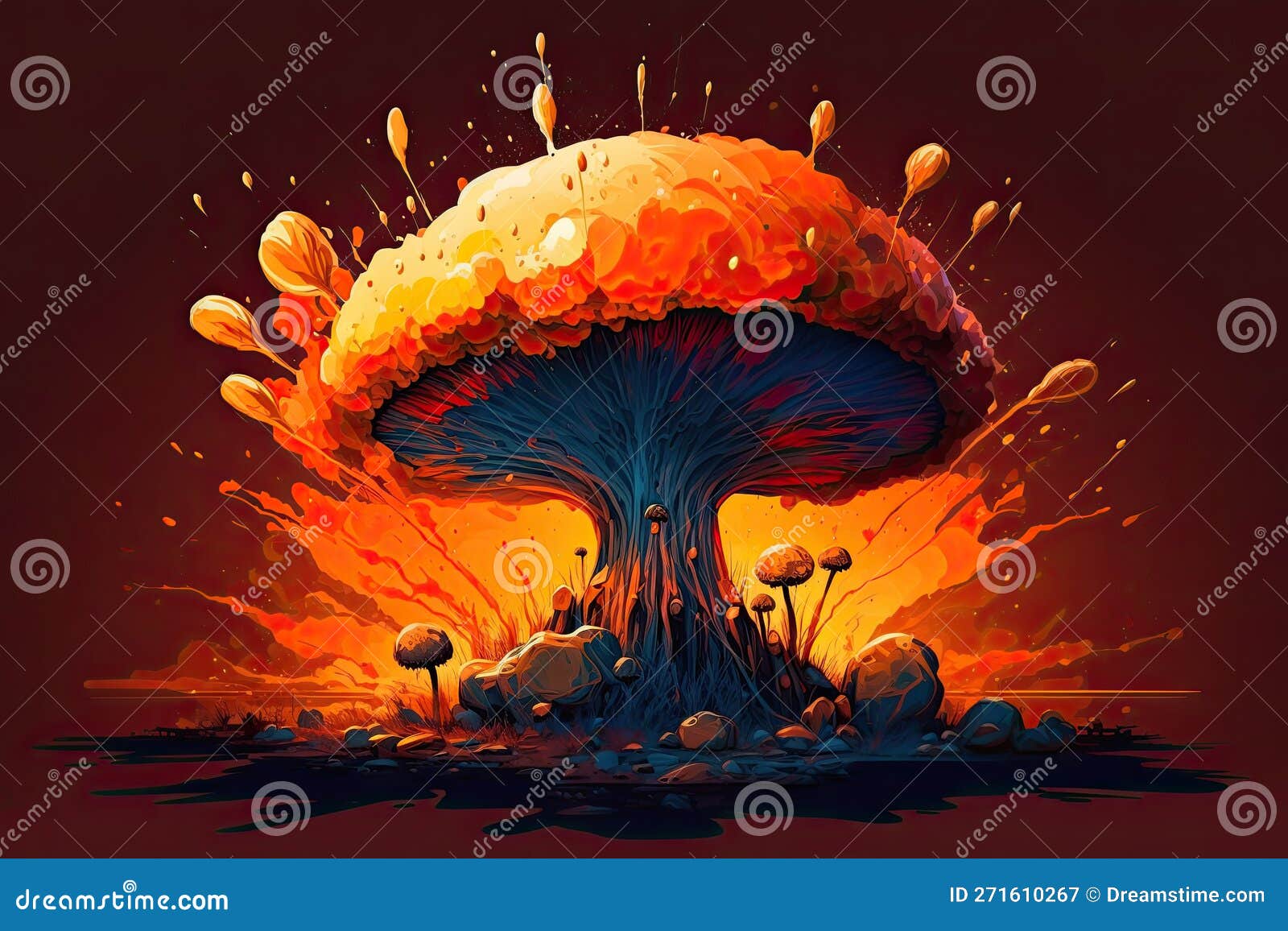 Nuclear Explosion, Mushroom Cloud of Exploding Atomic Bomb Burning in ...