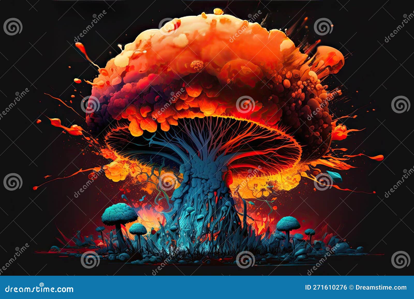 Nuclear Explosion, Mushroom Cloud of Exploding Atomic Bomb Burning in ...