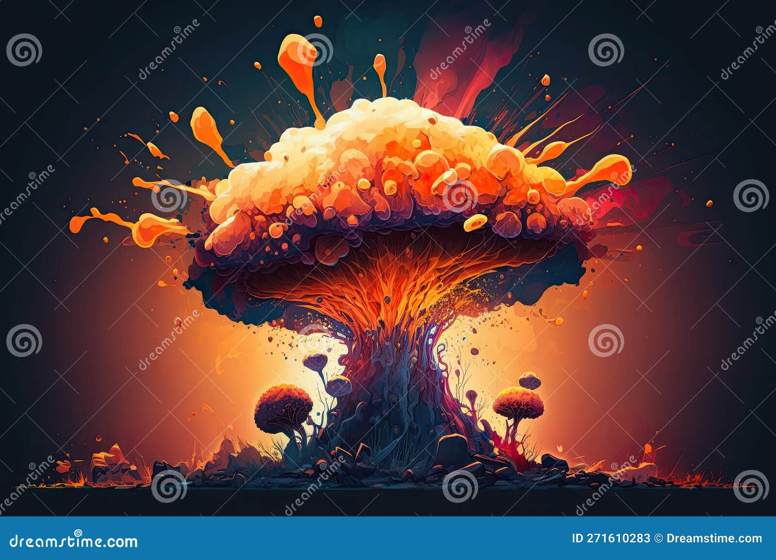 Nuclear Explosion, Mushroom Cloud of Exploding Atomic Bomb Burning in ...