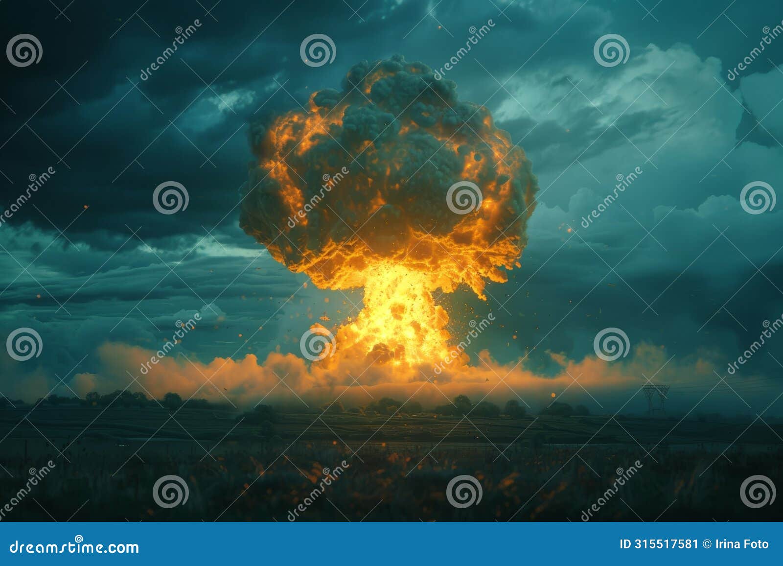 Nuclear Explosion at Night among Clouds Stock Image - Image of atomic ...