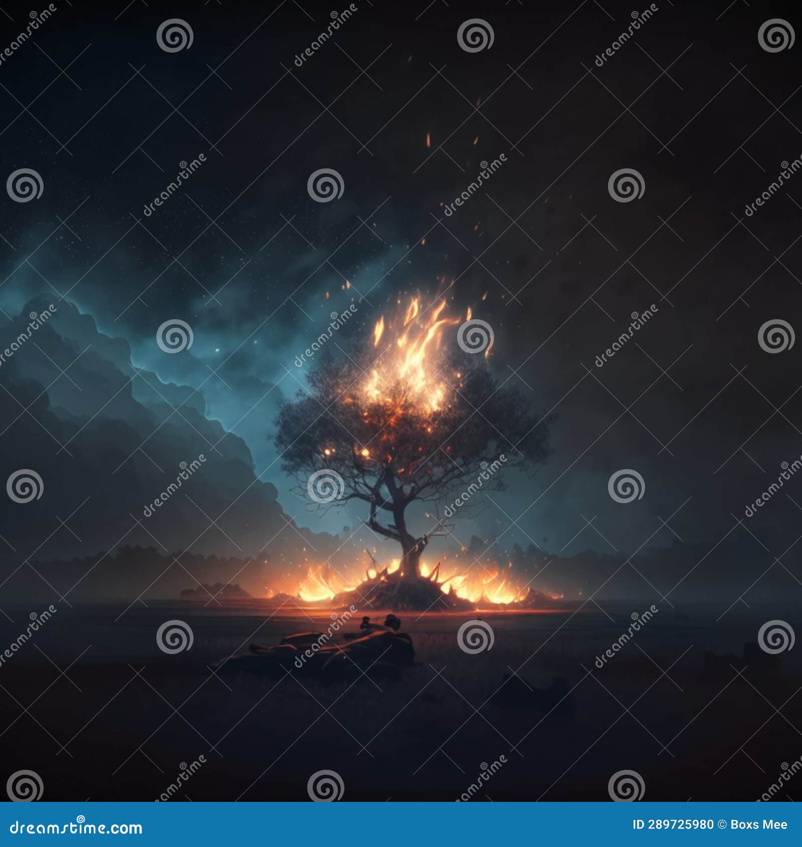 Nuclear Explosion in the Night Sky. 3d Rendering Illustration Stock ...