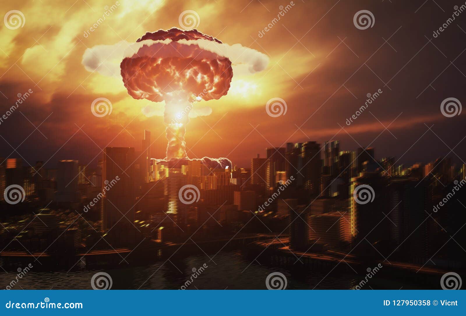 Nuclear explosion stock illustration. Illustration of wave - 127950358