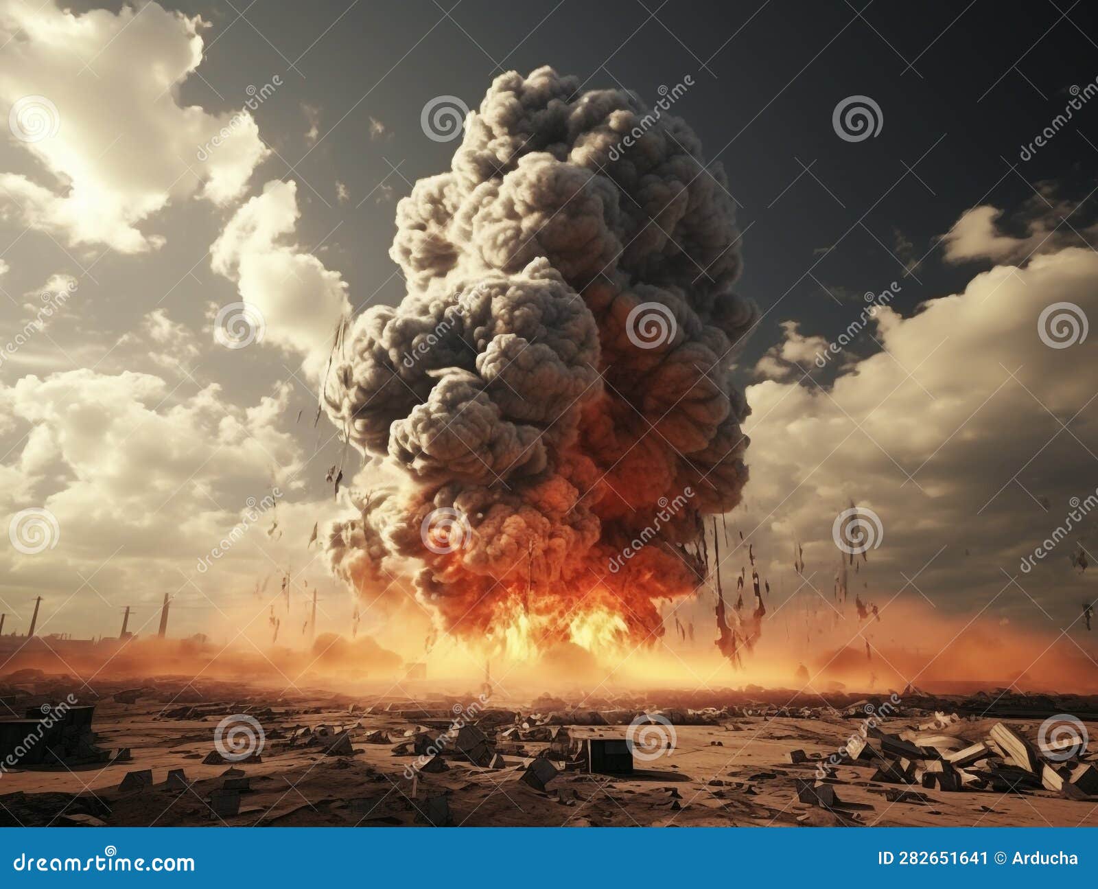 A Nuclear Explosion Occurring in a City Stock Illustration ...
