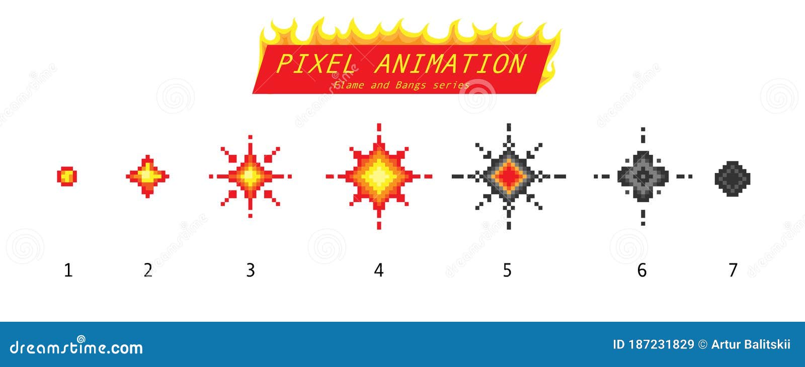 Nuclear Explosion. Pixel Art 8 Bit Fire Objects. Game Icons Set. Comic ...