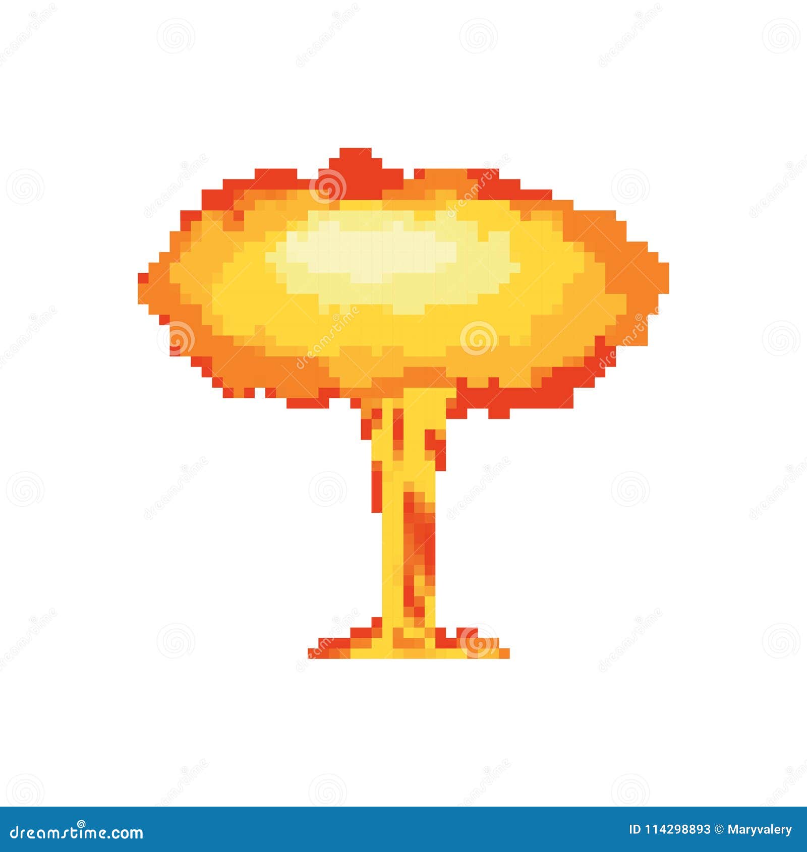 Nuclear Explosion Pixel Art. Large Red Explosive Chemical Mushroom 8bit ...