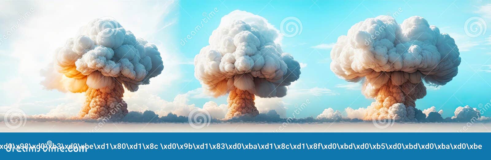 Nuclear Explosion in the Precincts of the Desert White Background ...