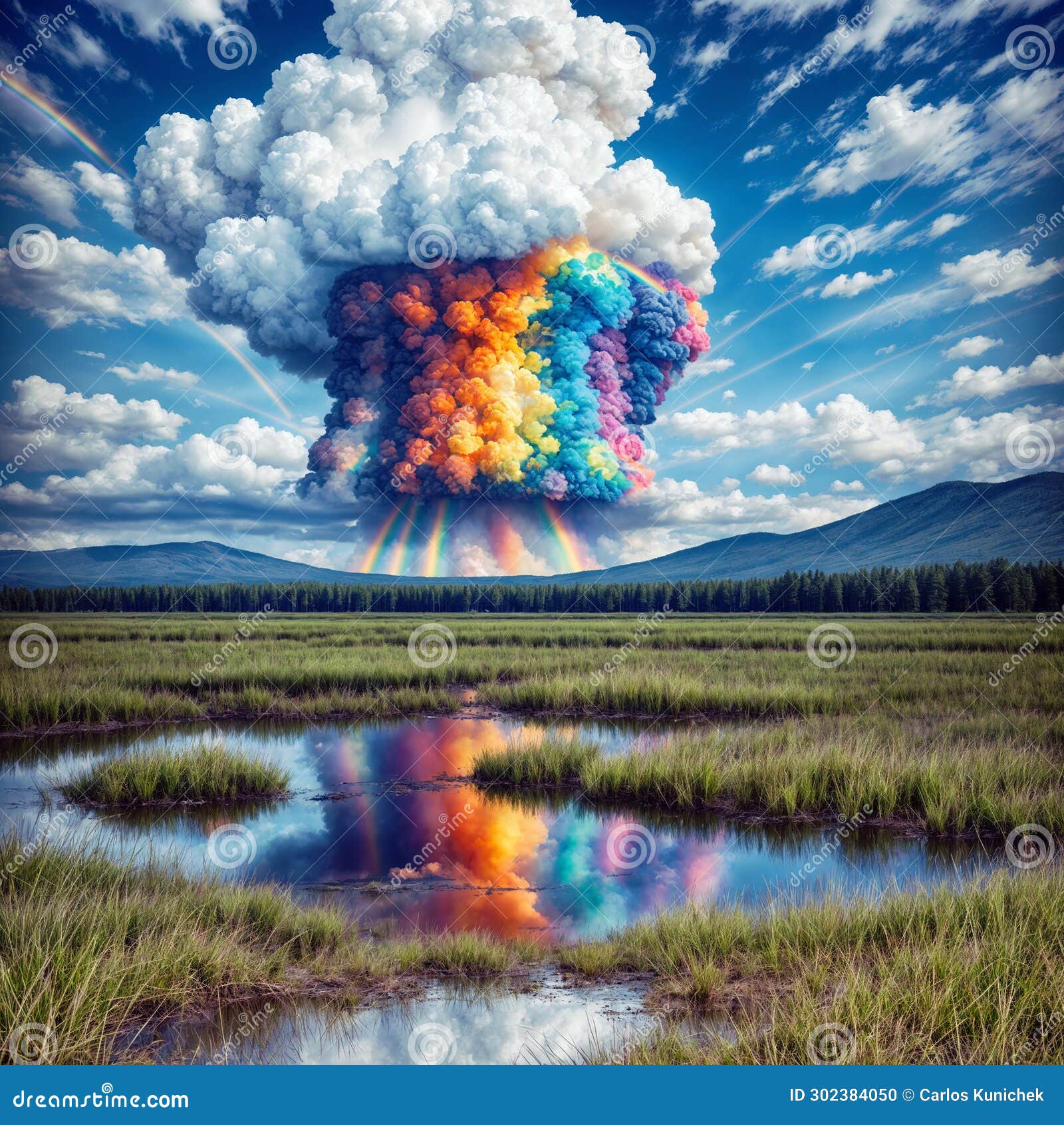 Nuclear Explosion with Rainbow Colors, Lgbt Comunity, in a Lake ...