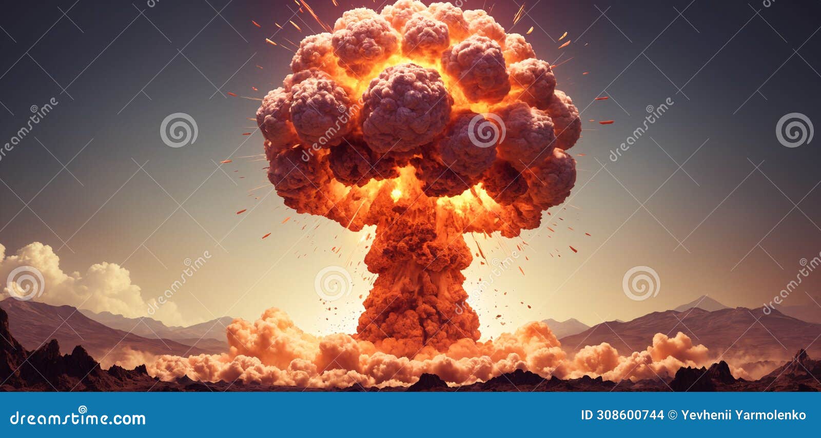 A Nuclear Explosion. Realistic Digital Illustration Stock Photo - Image ...