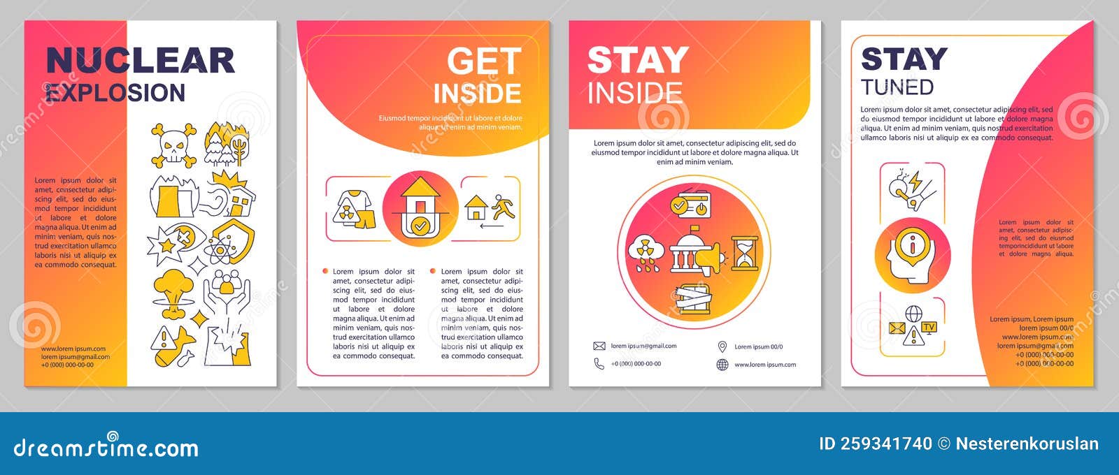 Nuclear Explosion Red Gradient Brochure Template Stock Vector ...