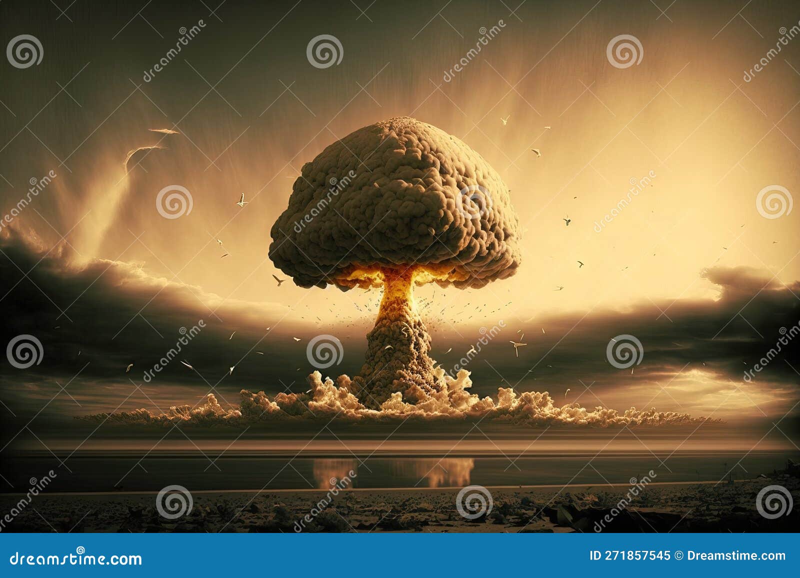 Nuclear Explosion Seen from a Birds Perspective Stock Illustration ...