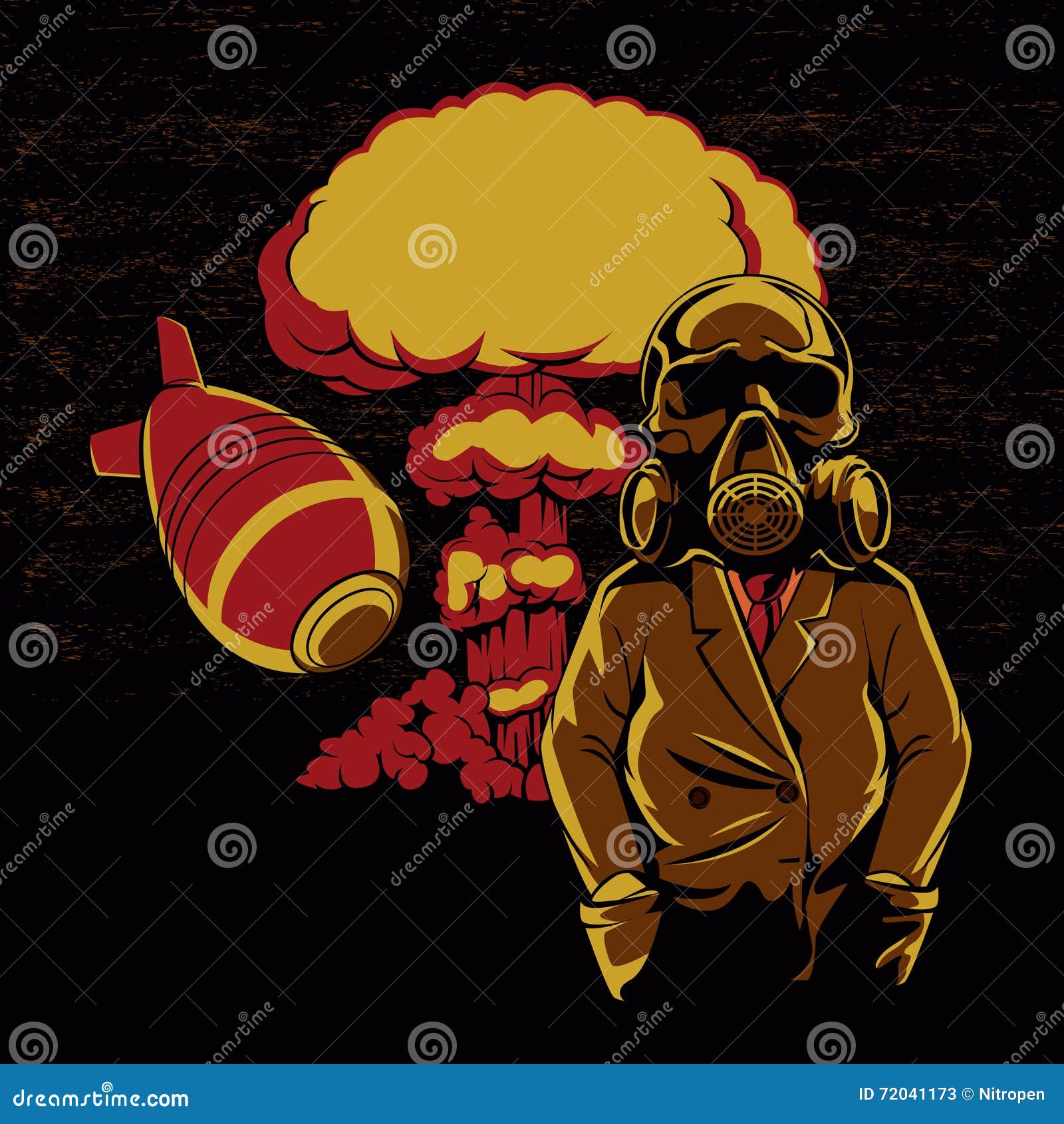 Nuclear Explosion ,Skull Gas Mask Illustration, Stock Vector ...