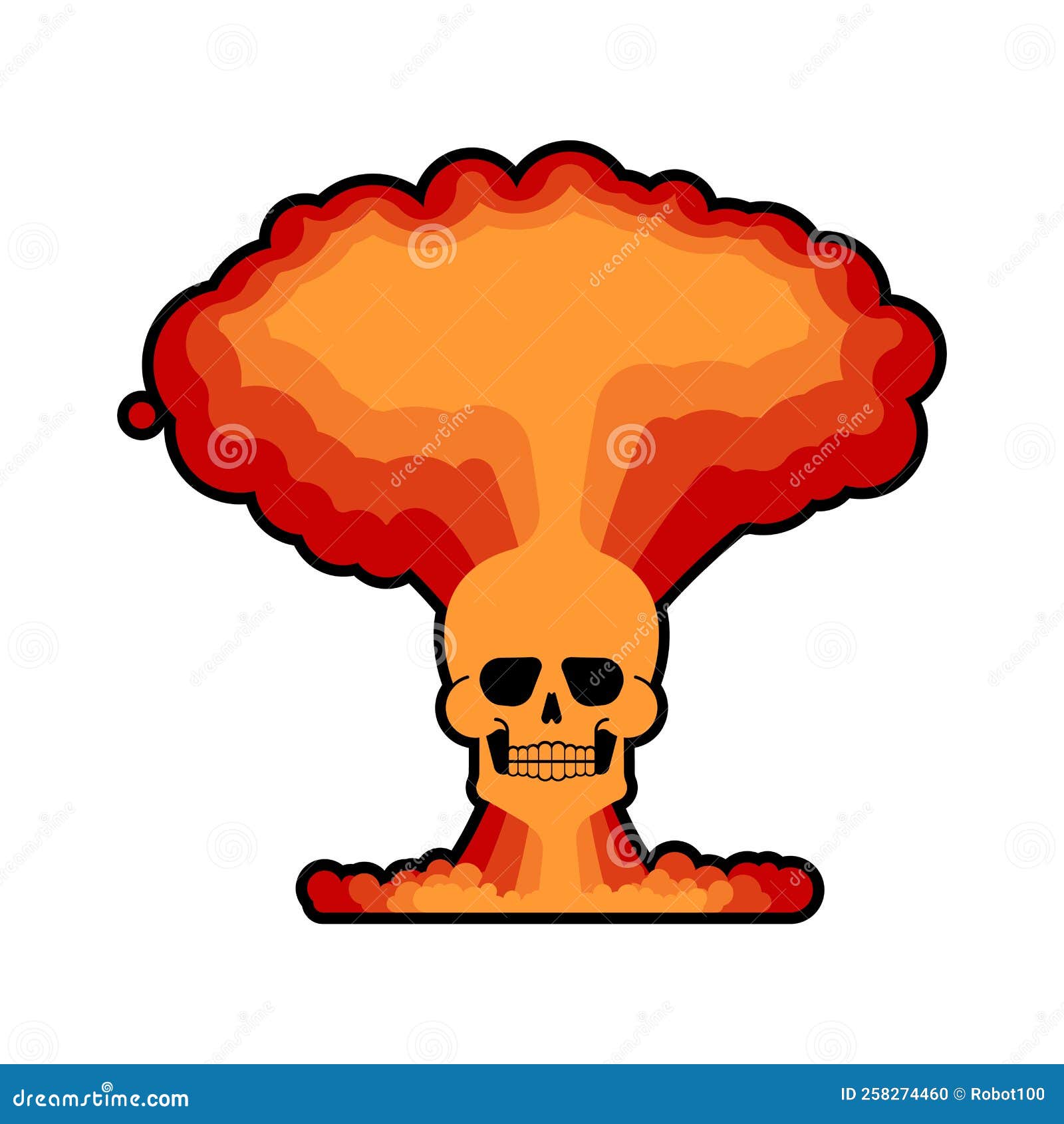 Nuclear Explosion Skull Isolated. Atomic Mushroom from Nuclear Bomb ...