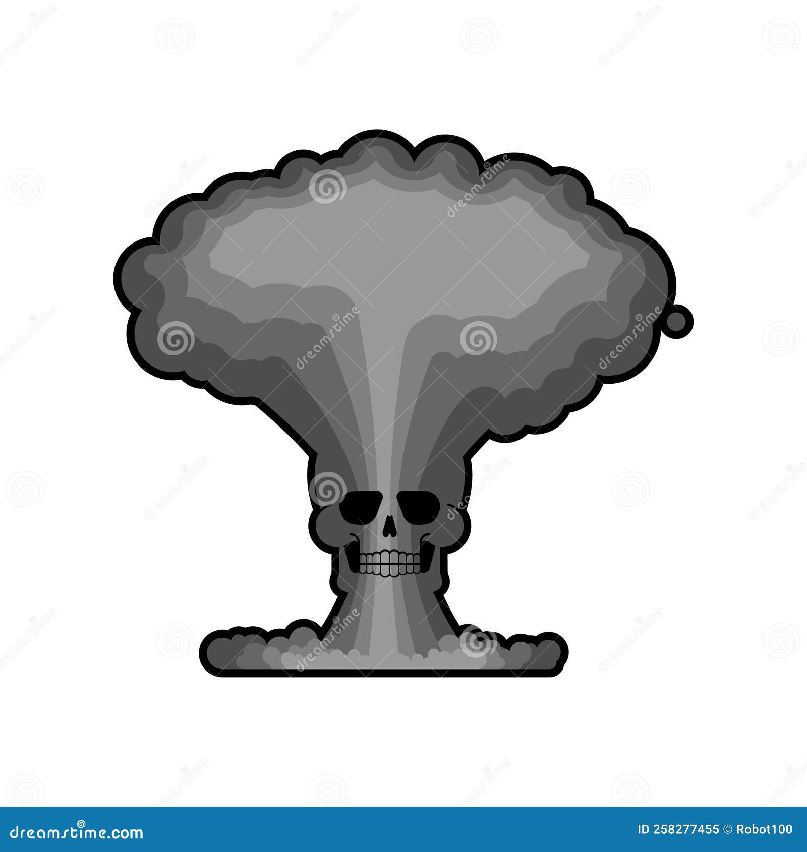 Nuclear Explosion Skull Isolated. Atomic Mushroom from Nuclear Bomb ...