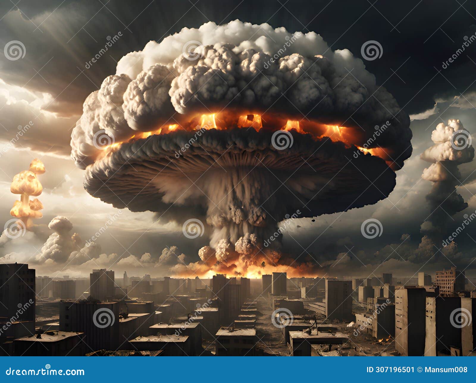Nuclear Explosion in the Sky Stock Illustration - Illustration of ...