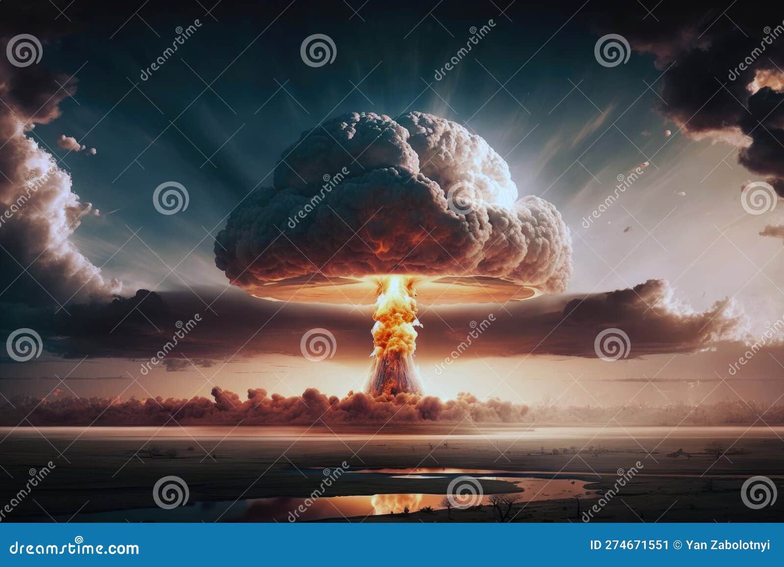 Nuclear Explosion in the Sky. Generative AI Stock Illustration ...