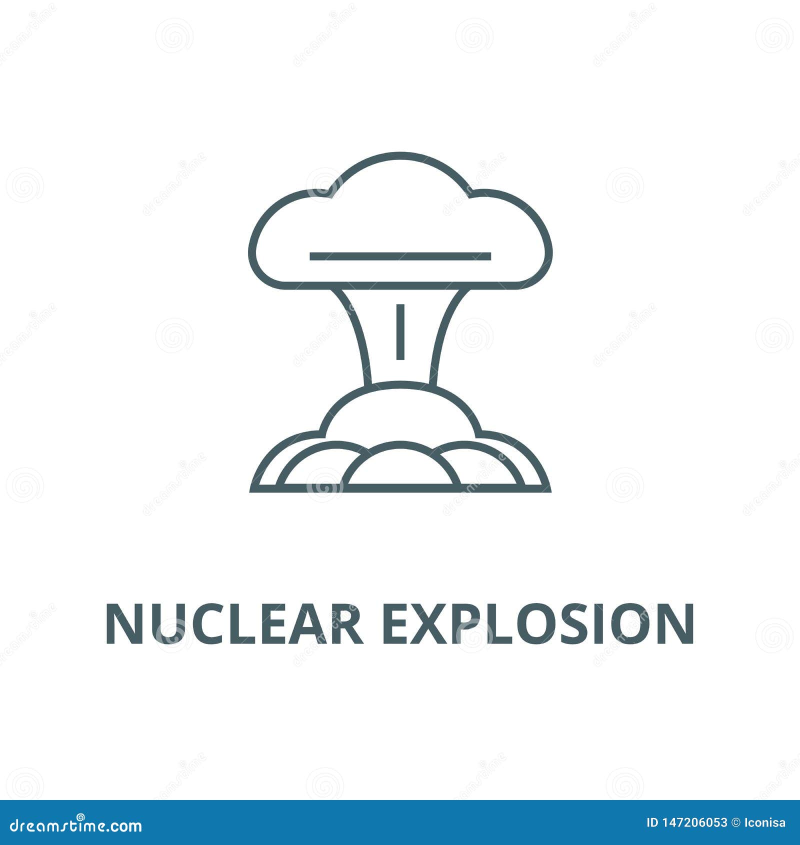 Nuclear Explosion Vector Line Icon, Linear Concept, Outline Sign ...