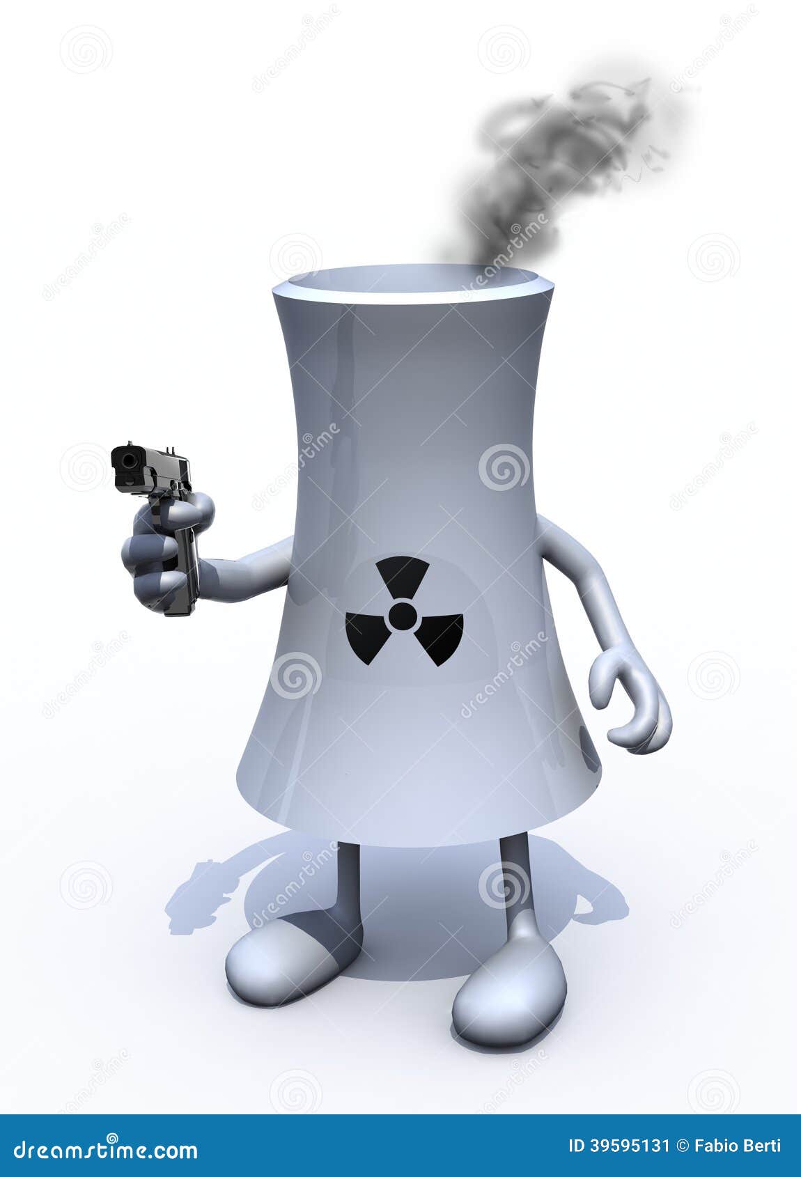 Nuclear Factory with Arms, Legs and Weapon on Hand Stock Illustration ...
