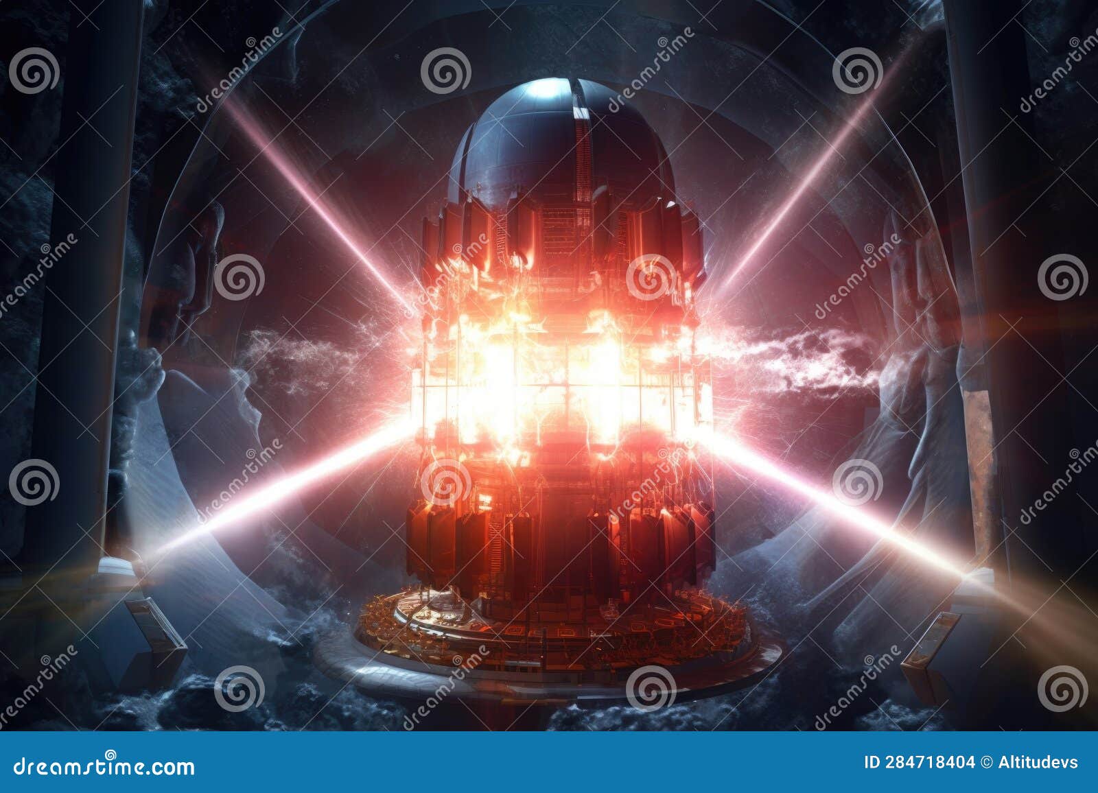 Nuclear Fusion Propulsion with Bright Energy Release Stock Photo ...