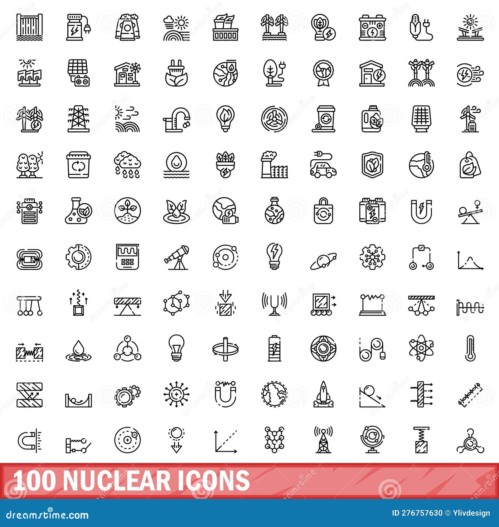 Set Of Nuclear Icons Isolated On White Background. Radiation Hazard ...